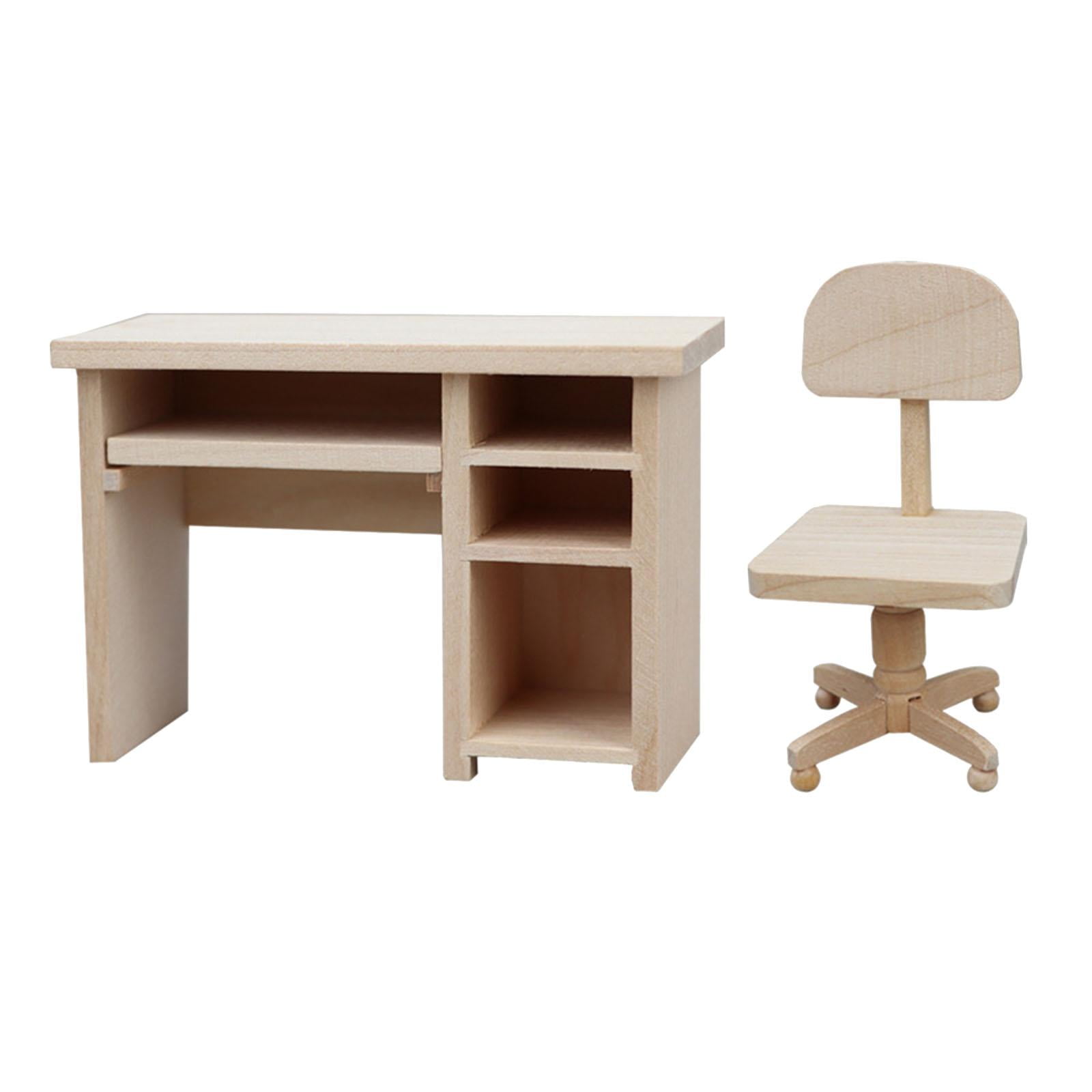 shamjina 1/12 Mini Office Desk and Chair Dollhouse Furniture Modern ...