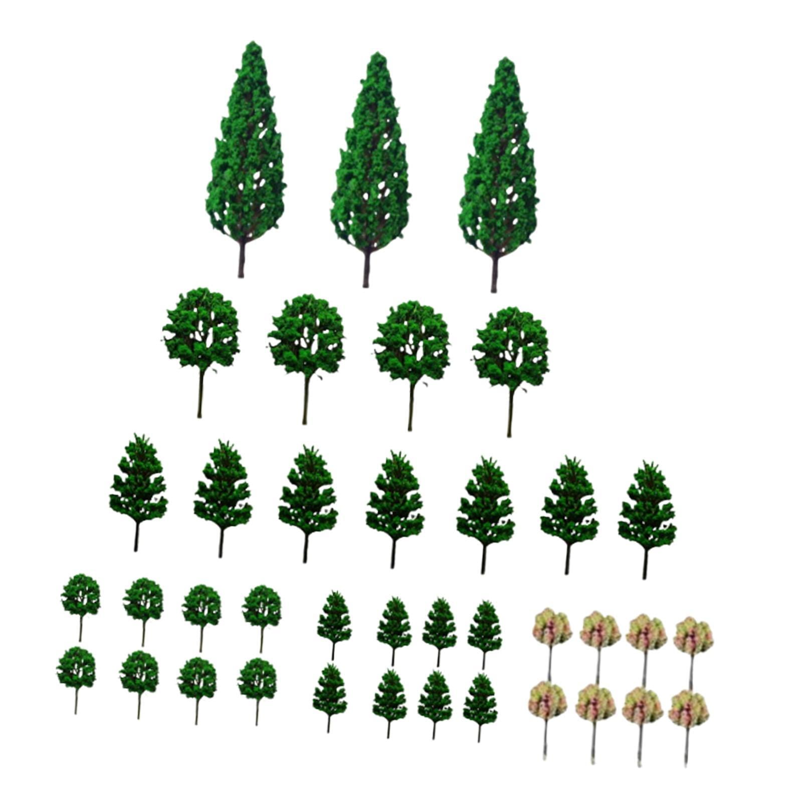 shamjina 38 Pieces Model Green Trees HO Scale Trees Photography Prop ...