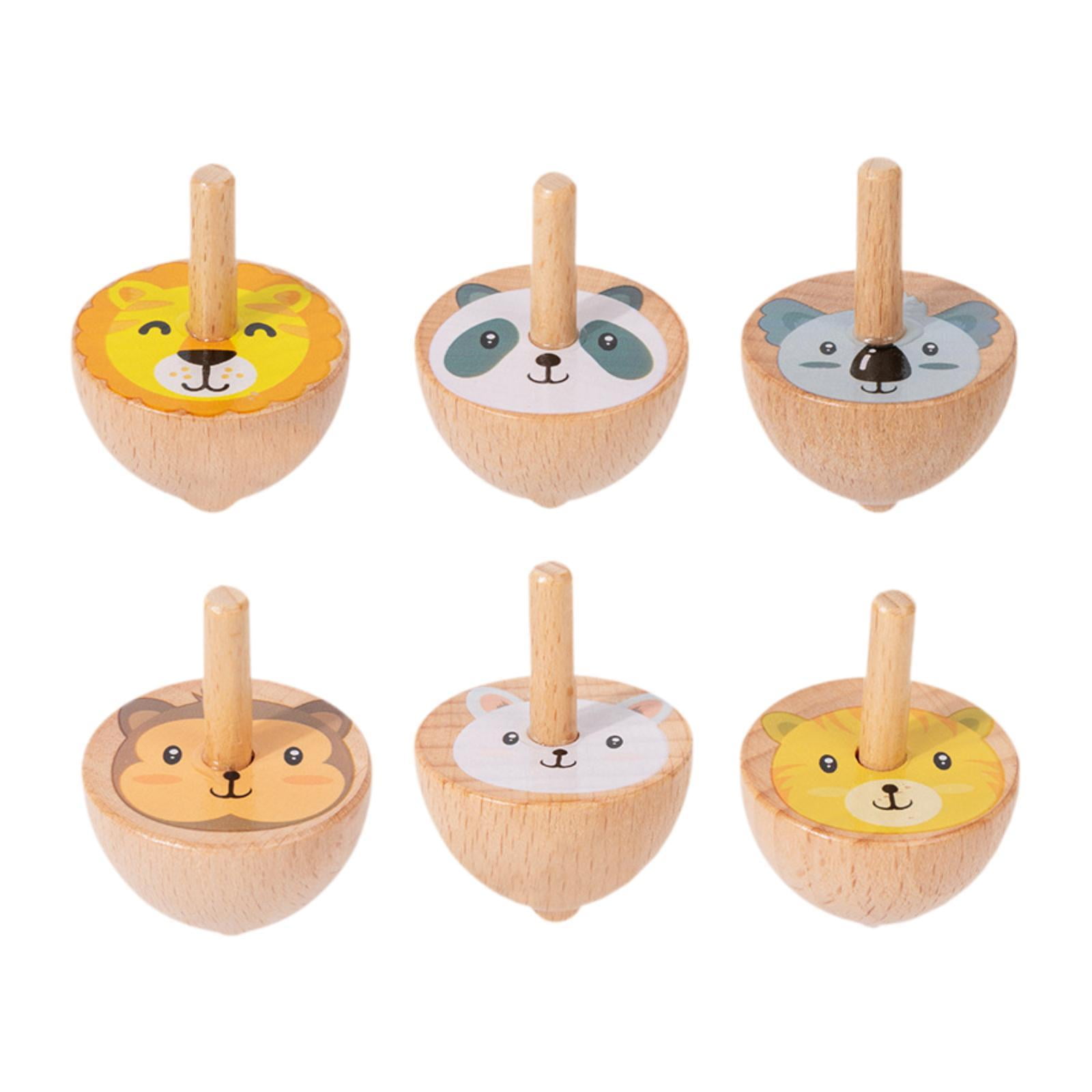 shamjina 6Pcs Wood Rotation Top Toy Handmade Wooden Top for Kids Party ...