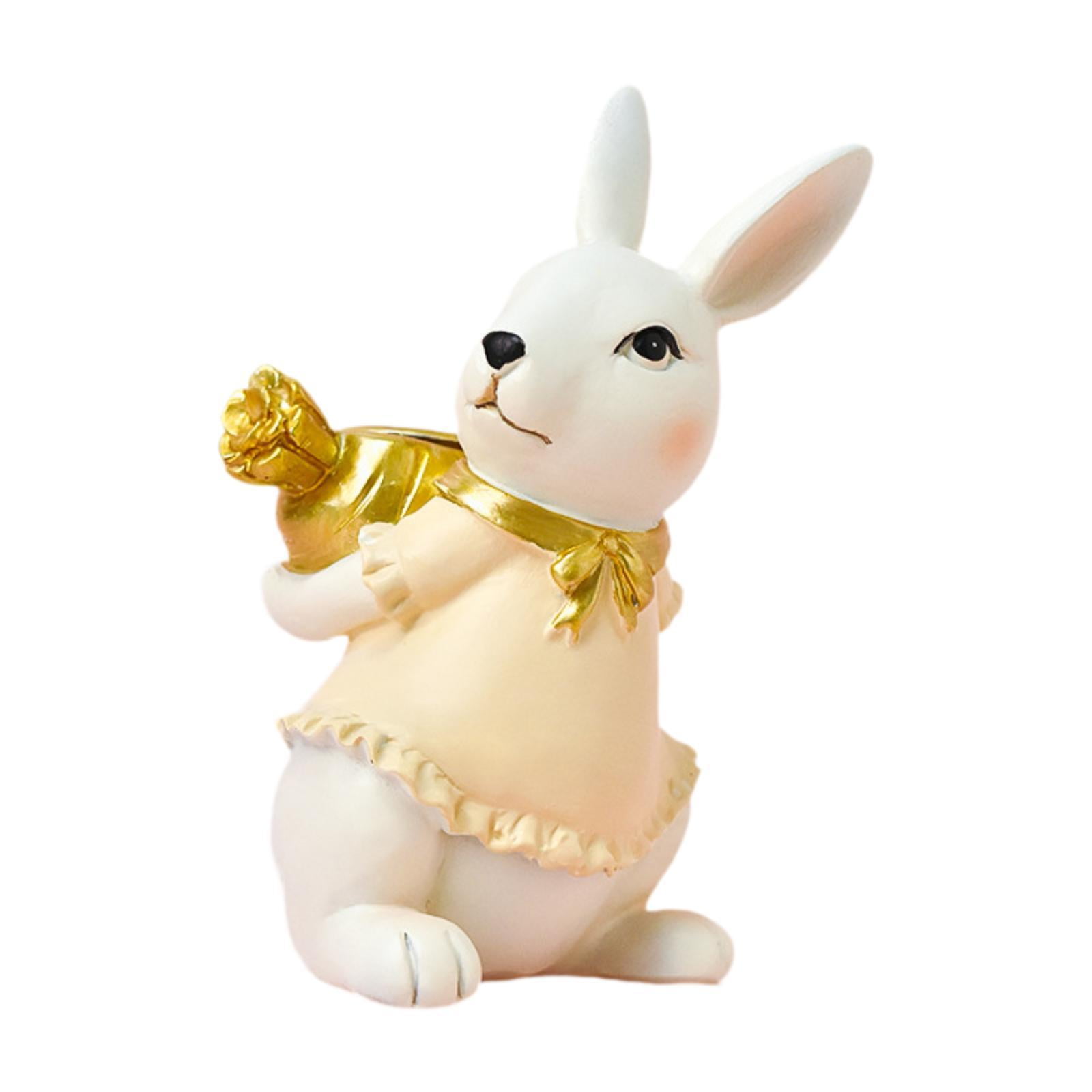 shamjina Easter Bunny Statue Candlestick Holder Adorable Multipurpose ...