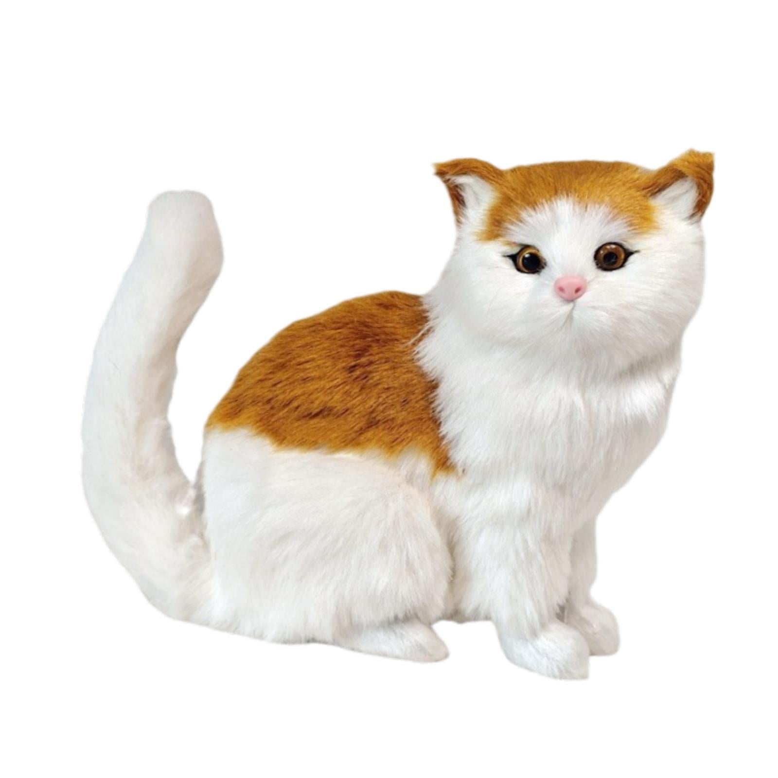 shamjina Realistic Furry Cat Figurine Cute Simulation Kitten Statue for ...