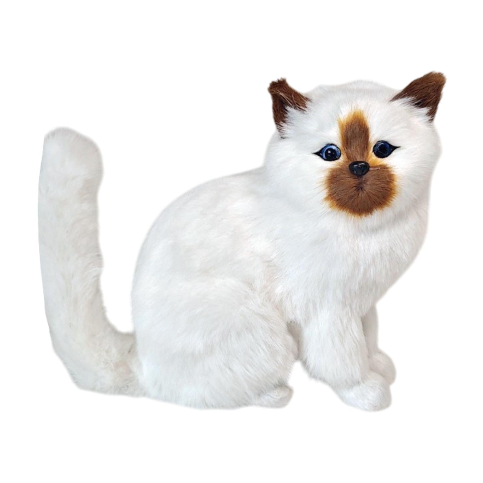 shamjina Realistic Furry Cat Figurine Cute Simulation Kitten Statue for ...