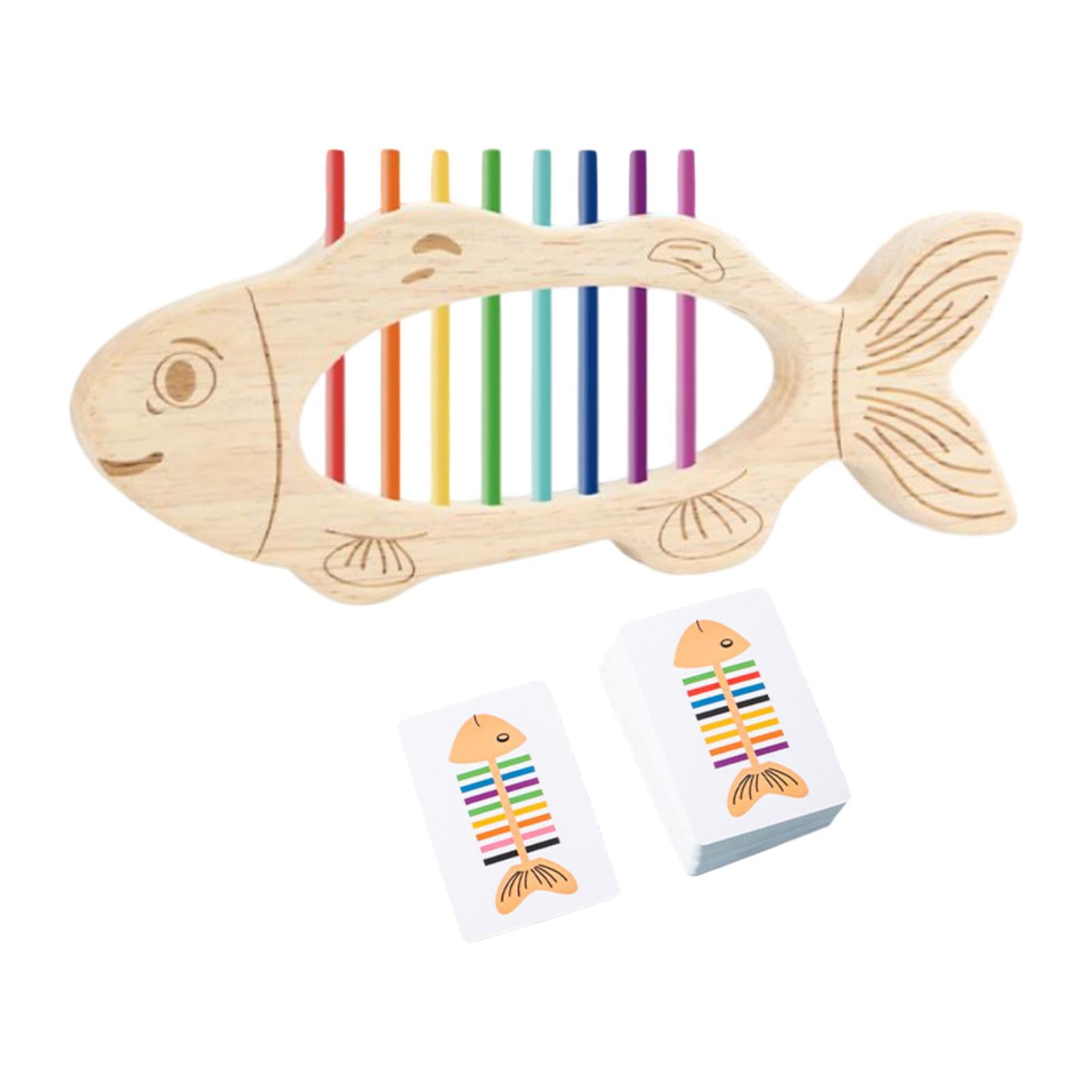 shamjina Wooden Fishbone Matching Toy Matching Game for 3+Years Boy ...