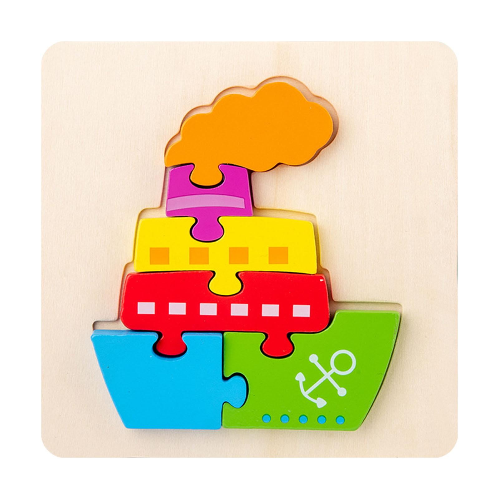 shamjina Wooden Jigsaw Puzzle Baby Puzzle Wooden Blocks Puzzle Preschool Color Perception ship ...