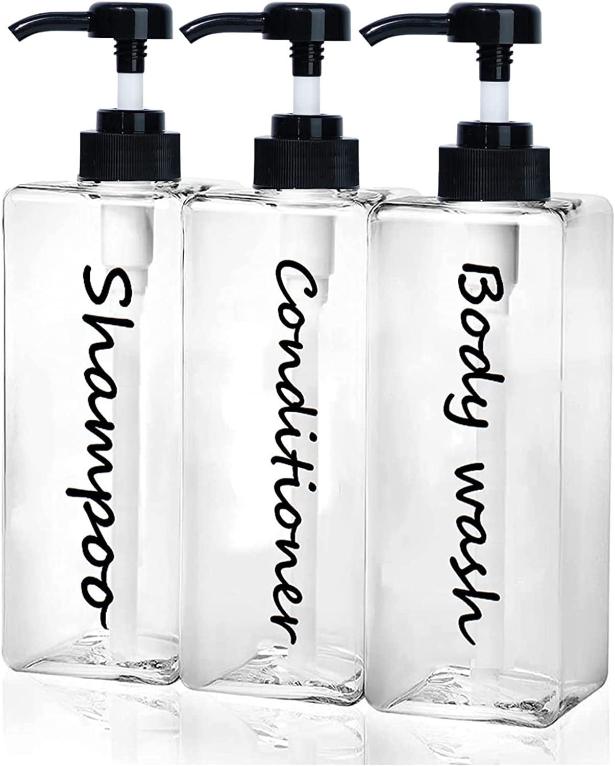 shampoo dispenser - refillable shampoo and conditioner bottles (clear ...