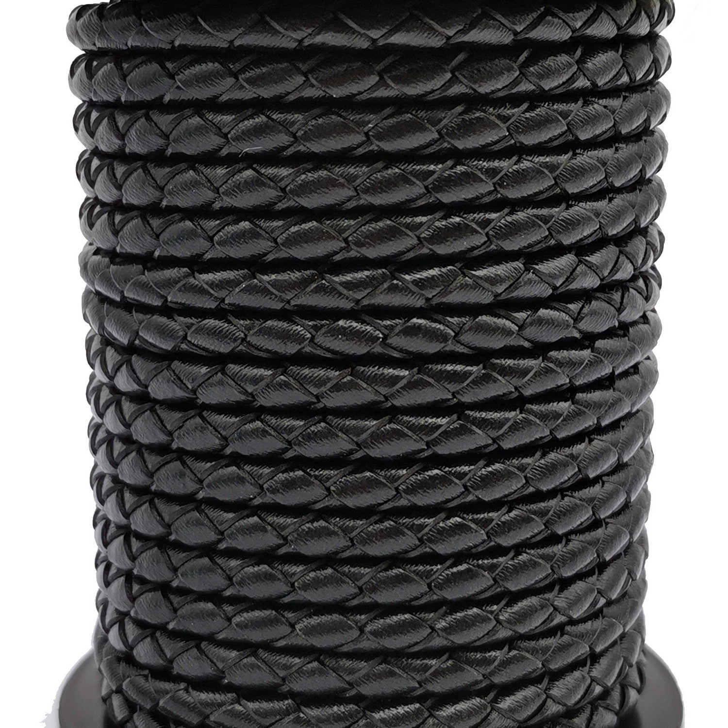 shapesbyX 5 Yards 3mm Black Braided Leather Cord Round Folded Leather ...