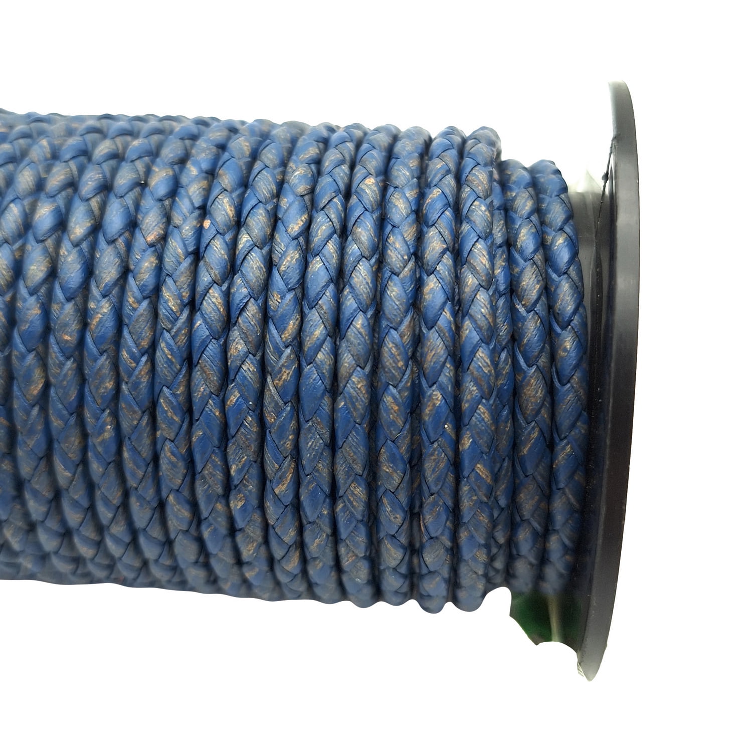 shapesbyX 5 Yards 3mm Distressed Blue Braided Leather Cord Round Folded ...