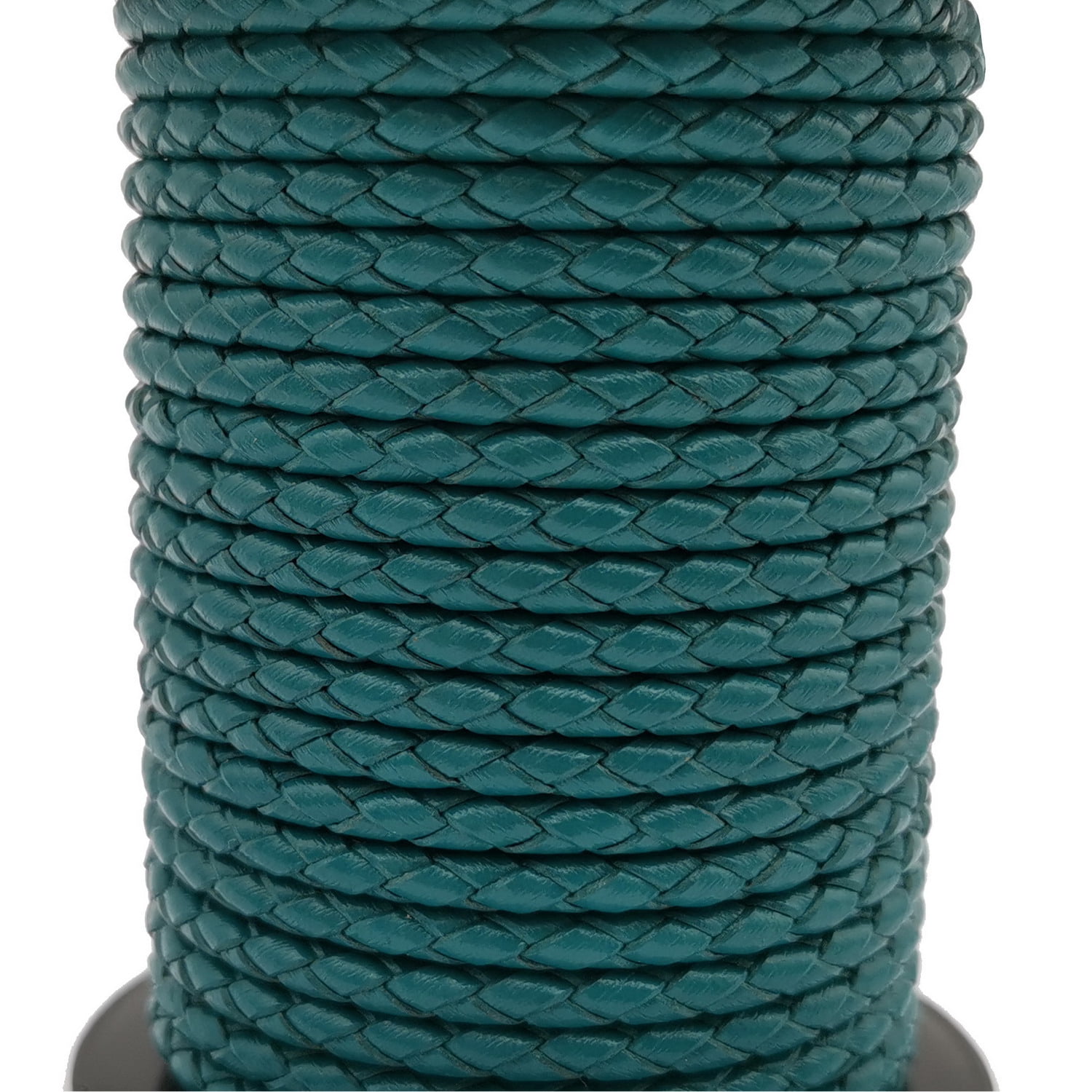 shapesbyX 5 Yards 3mm Teal Braided Leather Cord Round Folded Leather ...