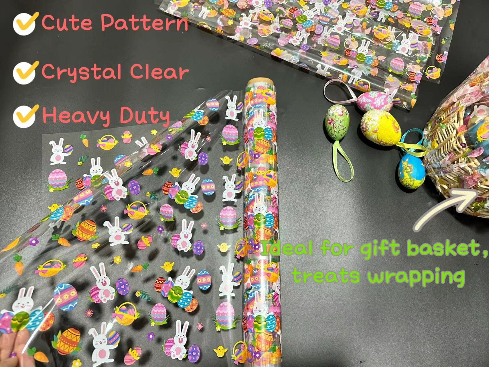 shareluck 100ft Easter AJH3 Cellophane Wrap - Easter Cello Wrapping ...