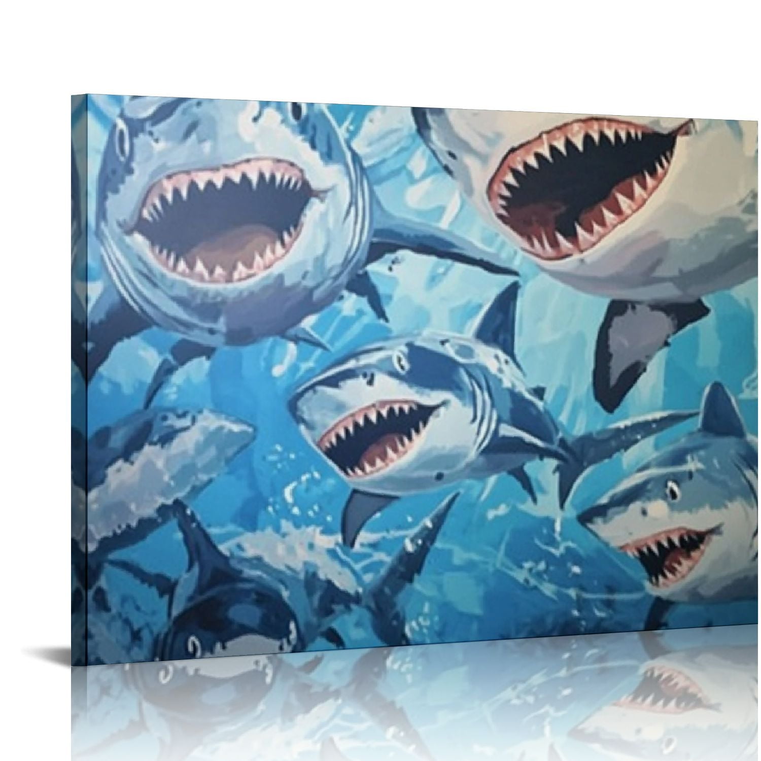 sharks ocean mural Canvas Wall Art Living Room Bedroom Home Office Wall ...