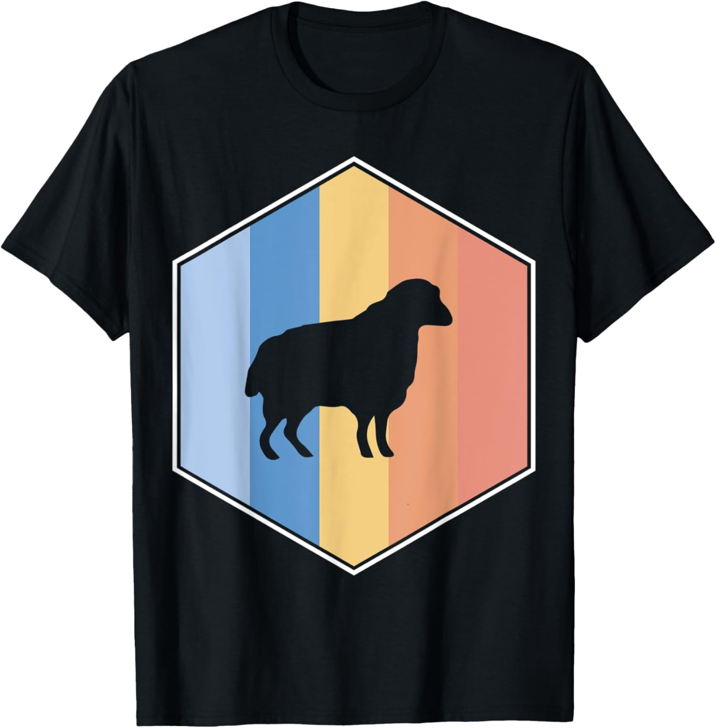 sheep with Retro Colors in a Hexagon T-Shirt men and women can wear ...
