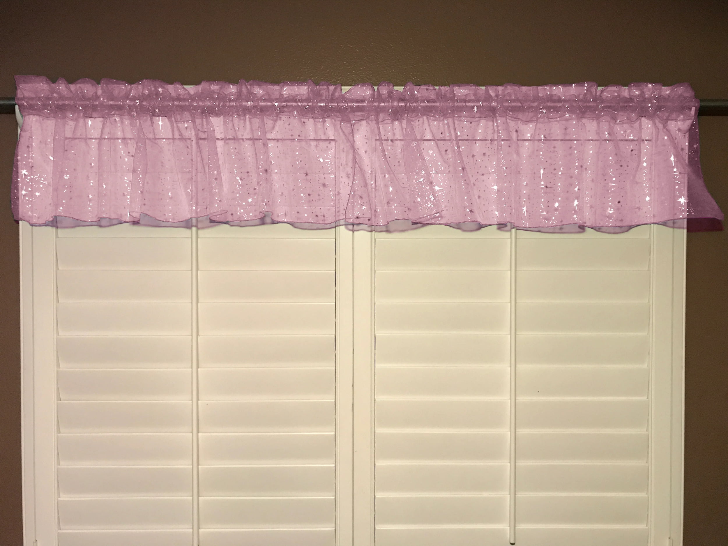 sheer organza window valance 58 wide light pink with silver stars ...