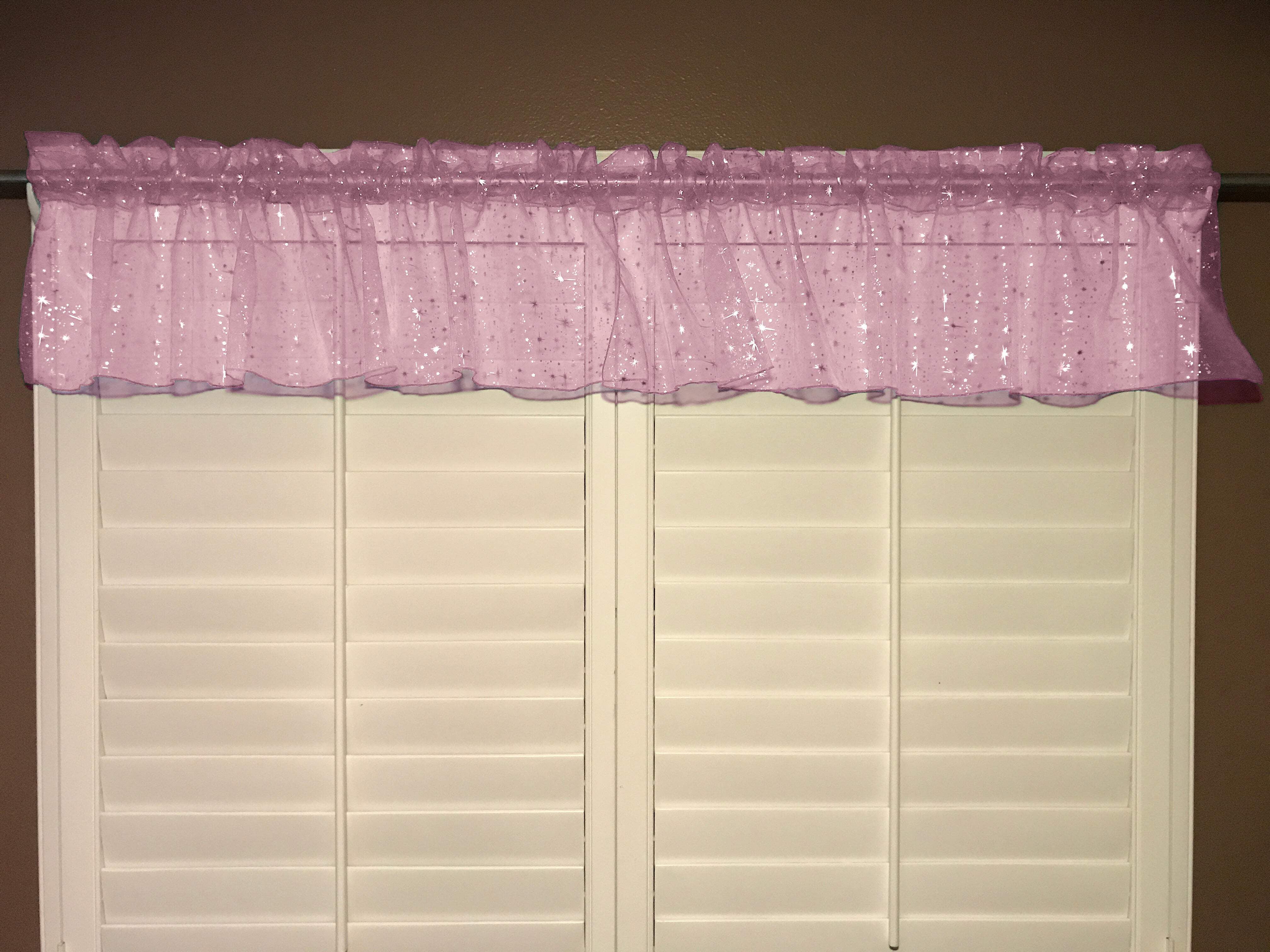 sheer organza window valance 58 wide light pink with silver stars ...