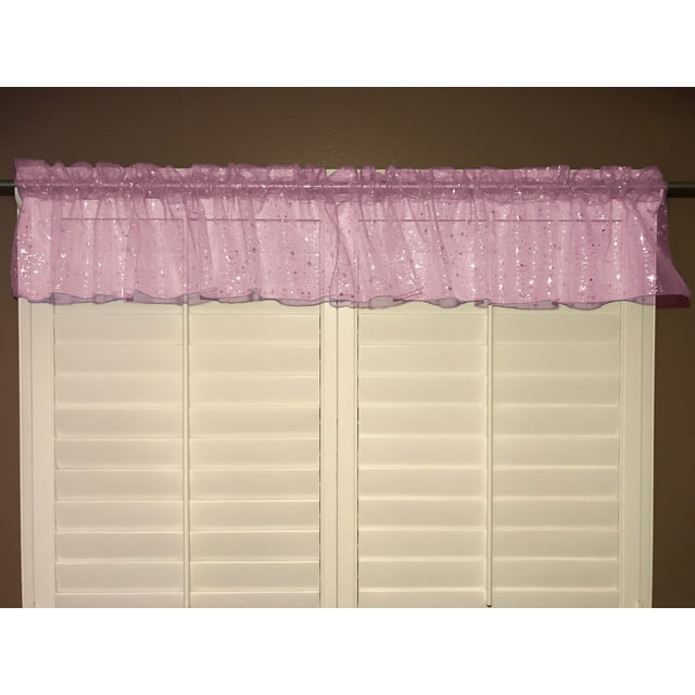 sheer organza window valance 58 wide light pink with silver stars ...