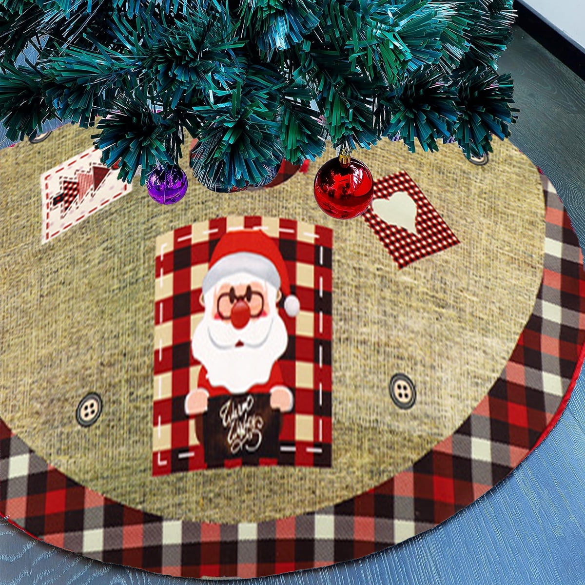 sheet 60cm red creative fine print tree bottom decoration Christmas ...