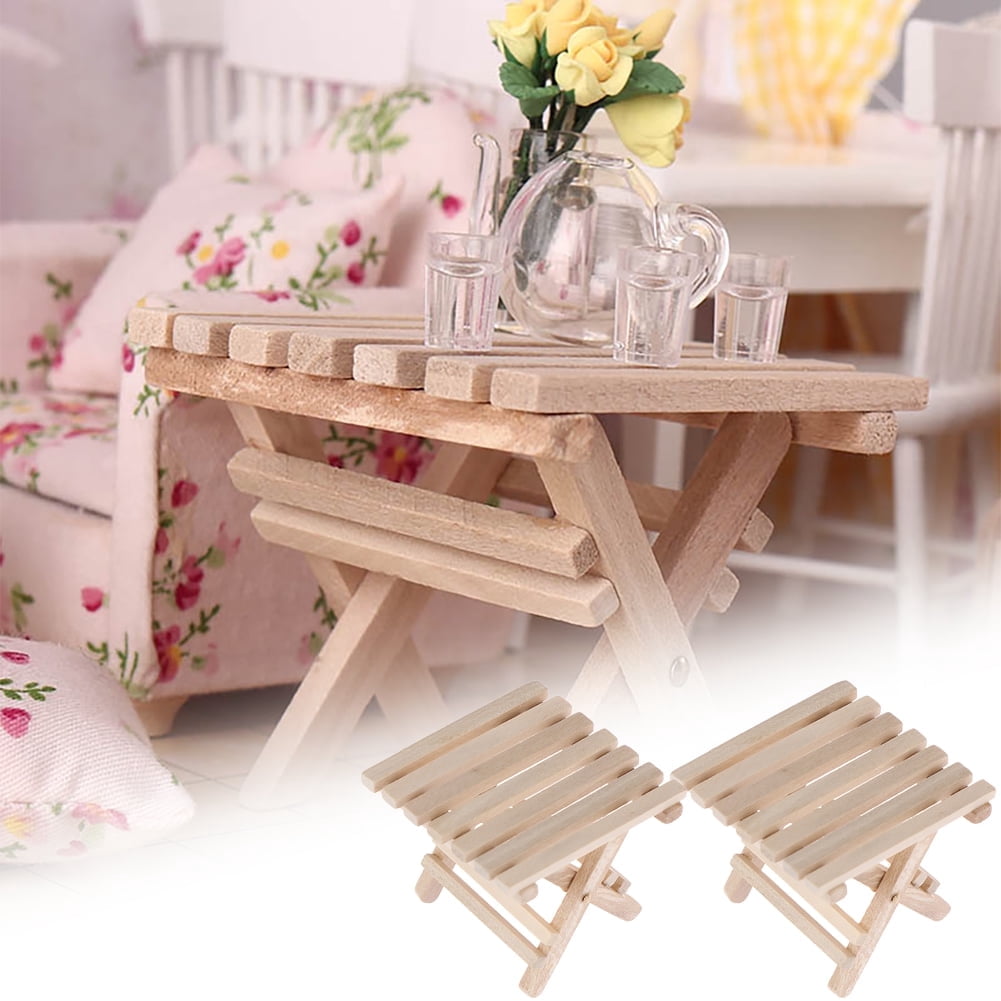 shenmeida 1:12 Folding Table DIY Mini Furniture Model Wooden Beach ...