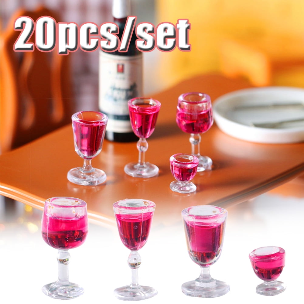 shenmeida 20Pcs Miniature Wine Bottles Glasses Mini Cocktail Glasses ...