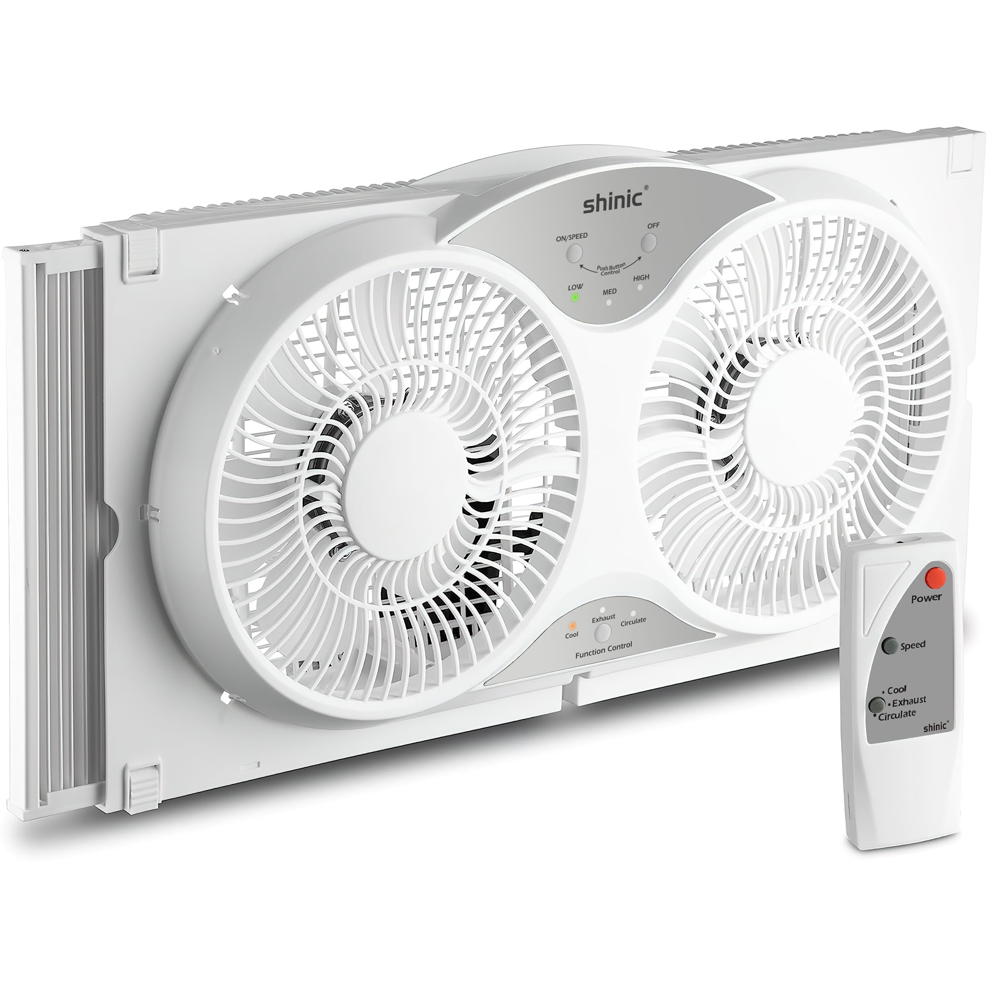 shinic 9" Twin Window Fan with Remote Control,Reversible Airflow ...
