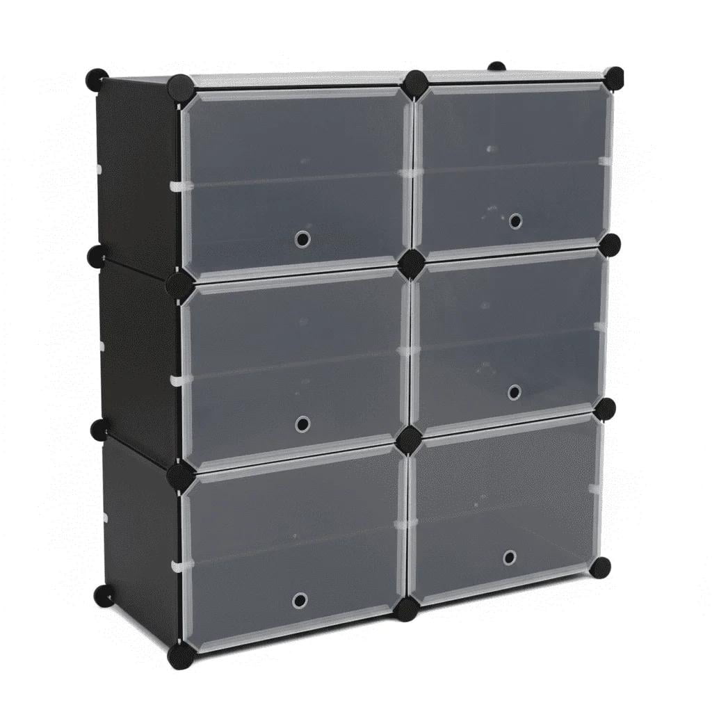 shoe cabinet, with side hooks, sturdy metal frame, and black and white ...