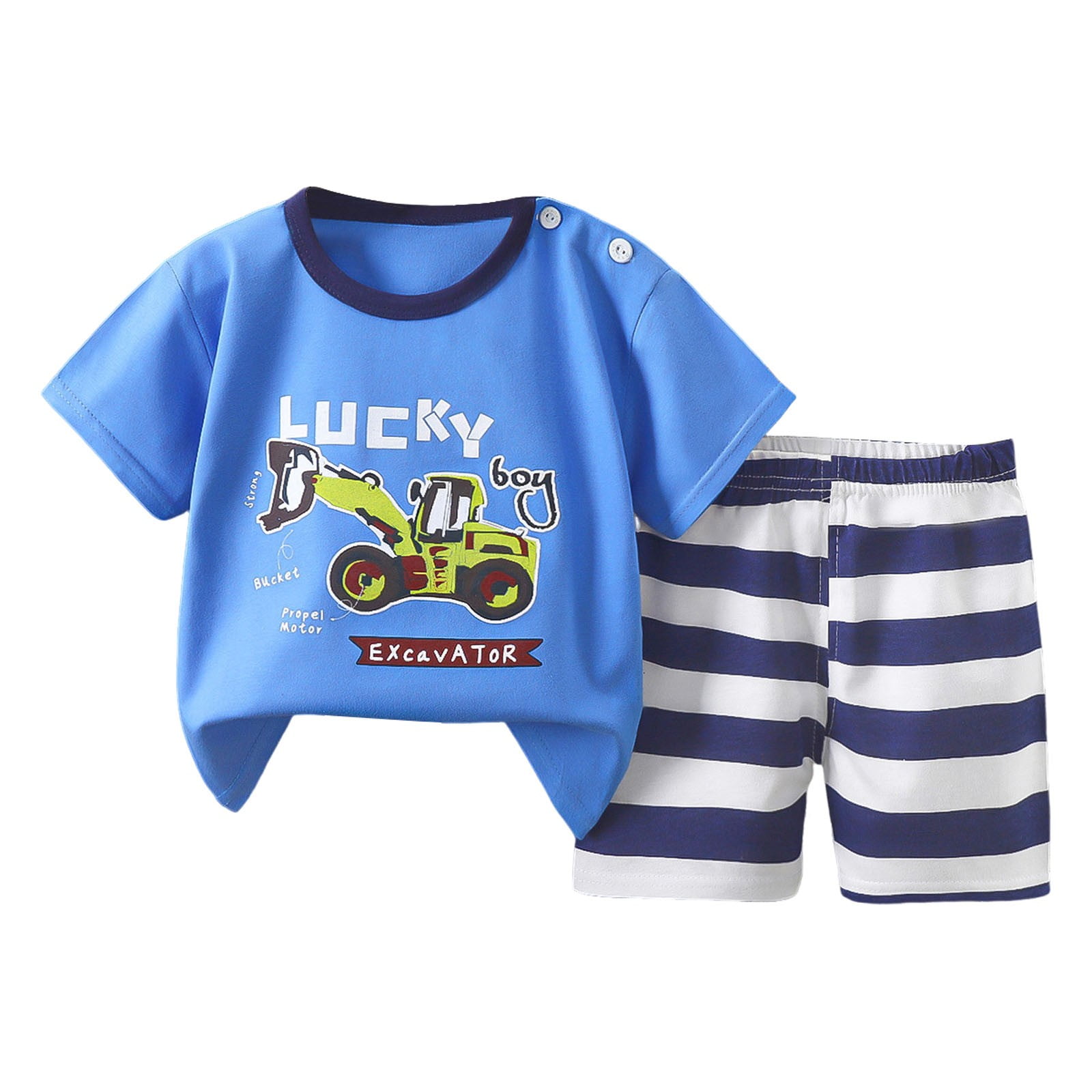 shoper Baby Boy Summer Clothes Cartoon Print Lightweight Short Sleeve ...