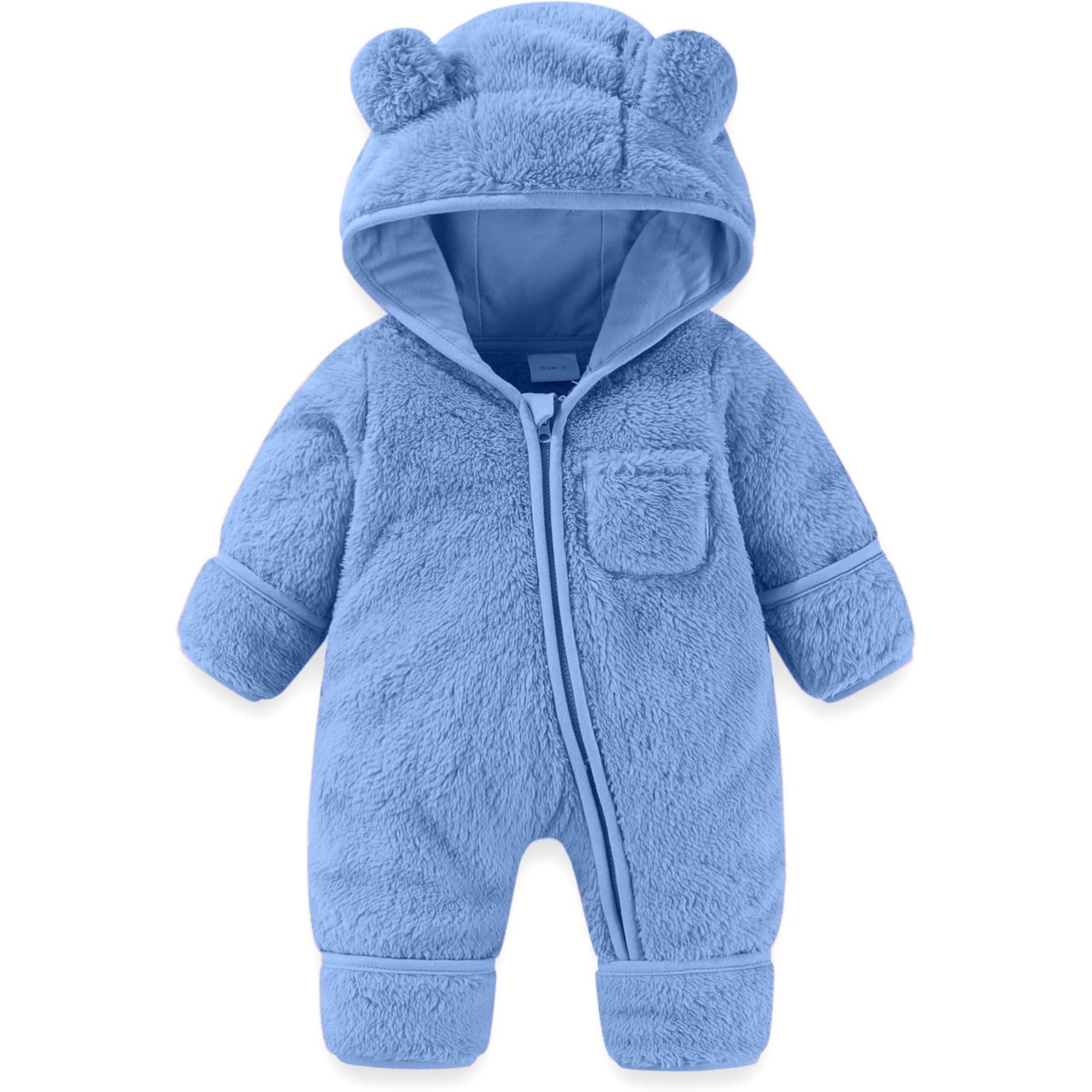 shoper Baby Snowsuit 6-9 Months, Baby Girl Boys Rompers Winter Plush Fleece Bodysuit Zipper Long ...