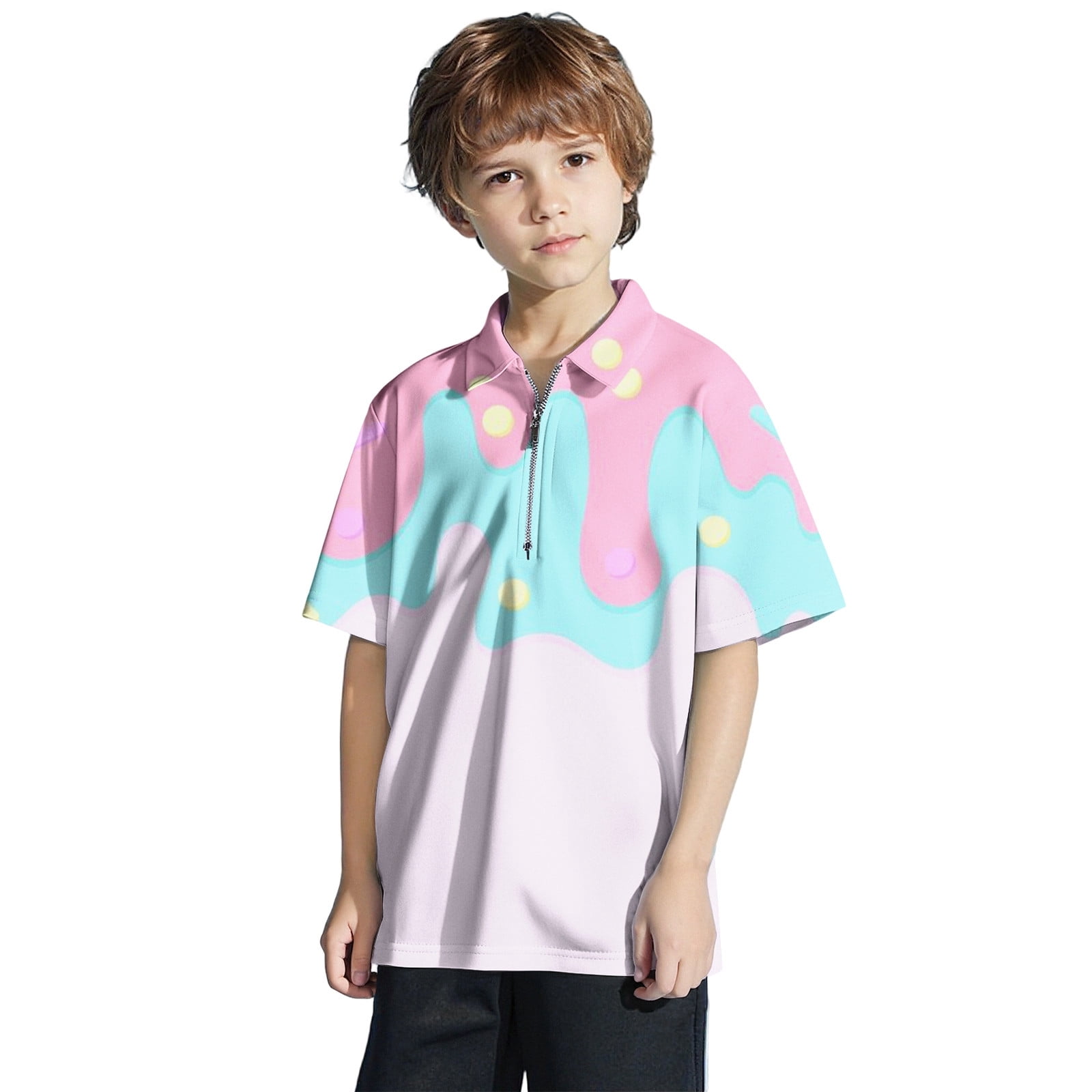 shoper Boys Ice Cream Polo Shirts Size 7 Zipped Ice Cream Day Shirt ...