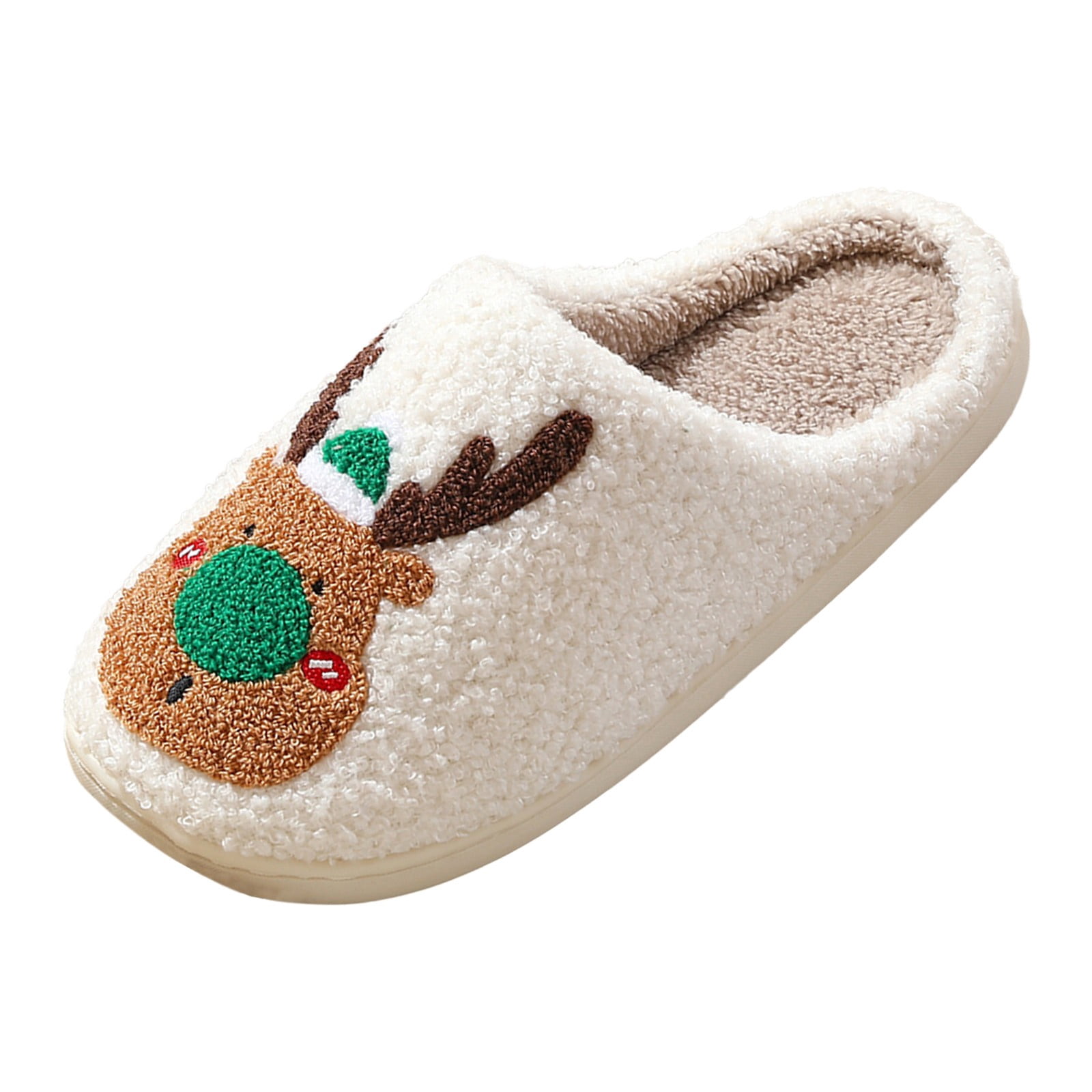shoper Christmas Elf Shoes Nonslip Cute Fuzzy Reindeer Plush Lining ...