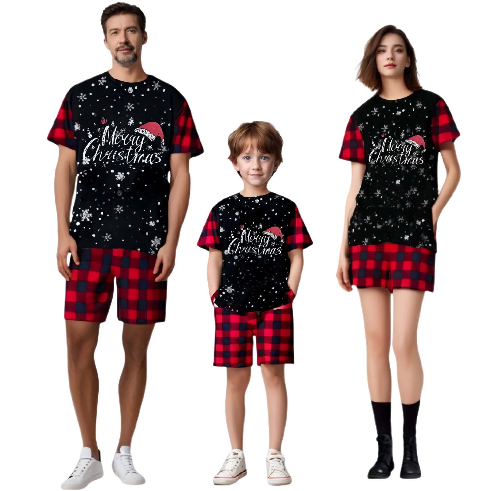 shoper Christmas Matching Family Pajamas Set Santa Snowflake Graphic ...