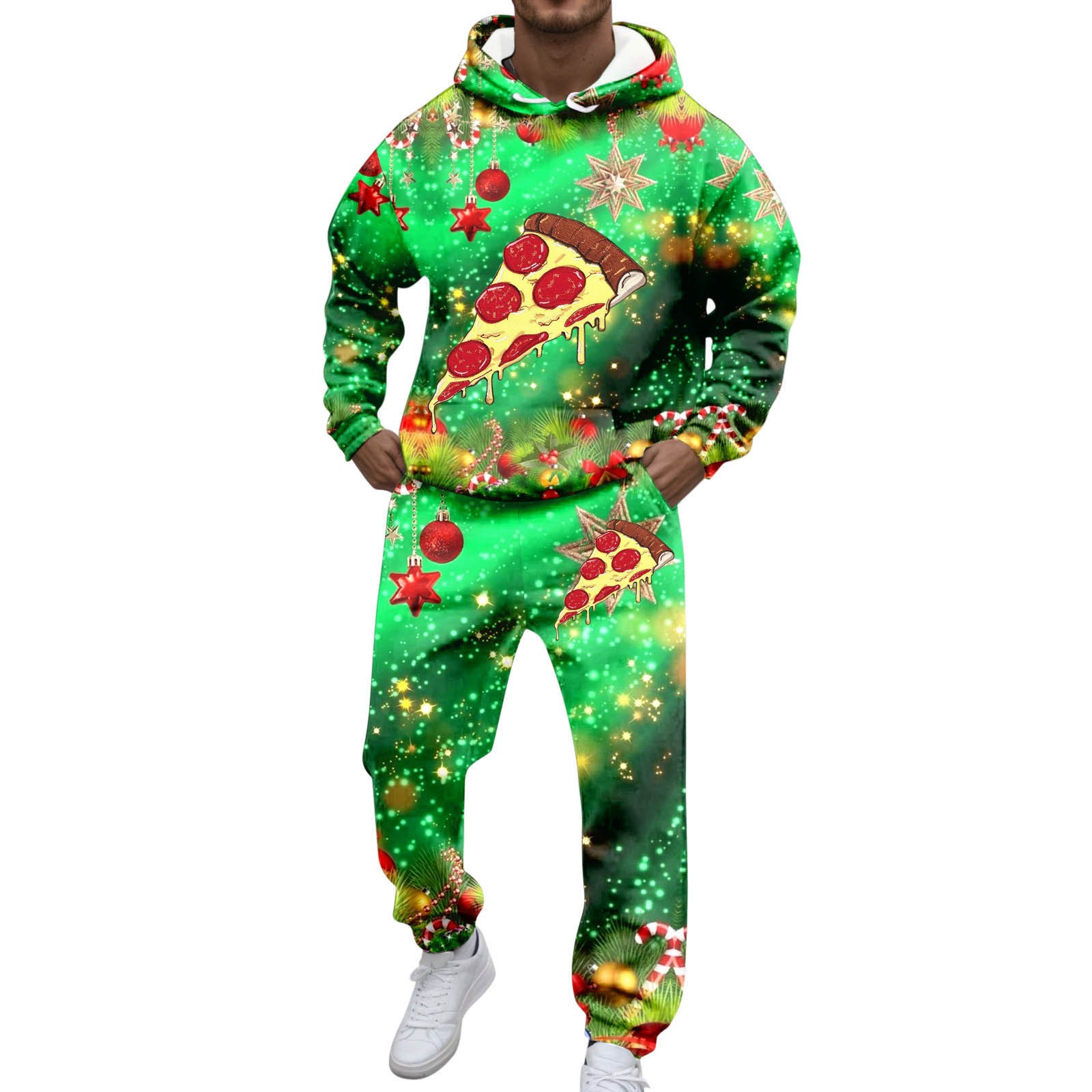 shoper Christmas Suit for Men 2 Pieces Santa Hoodies Tracksuit Novelty ...