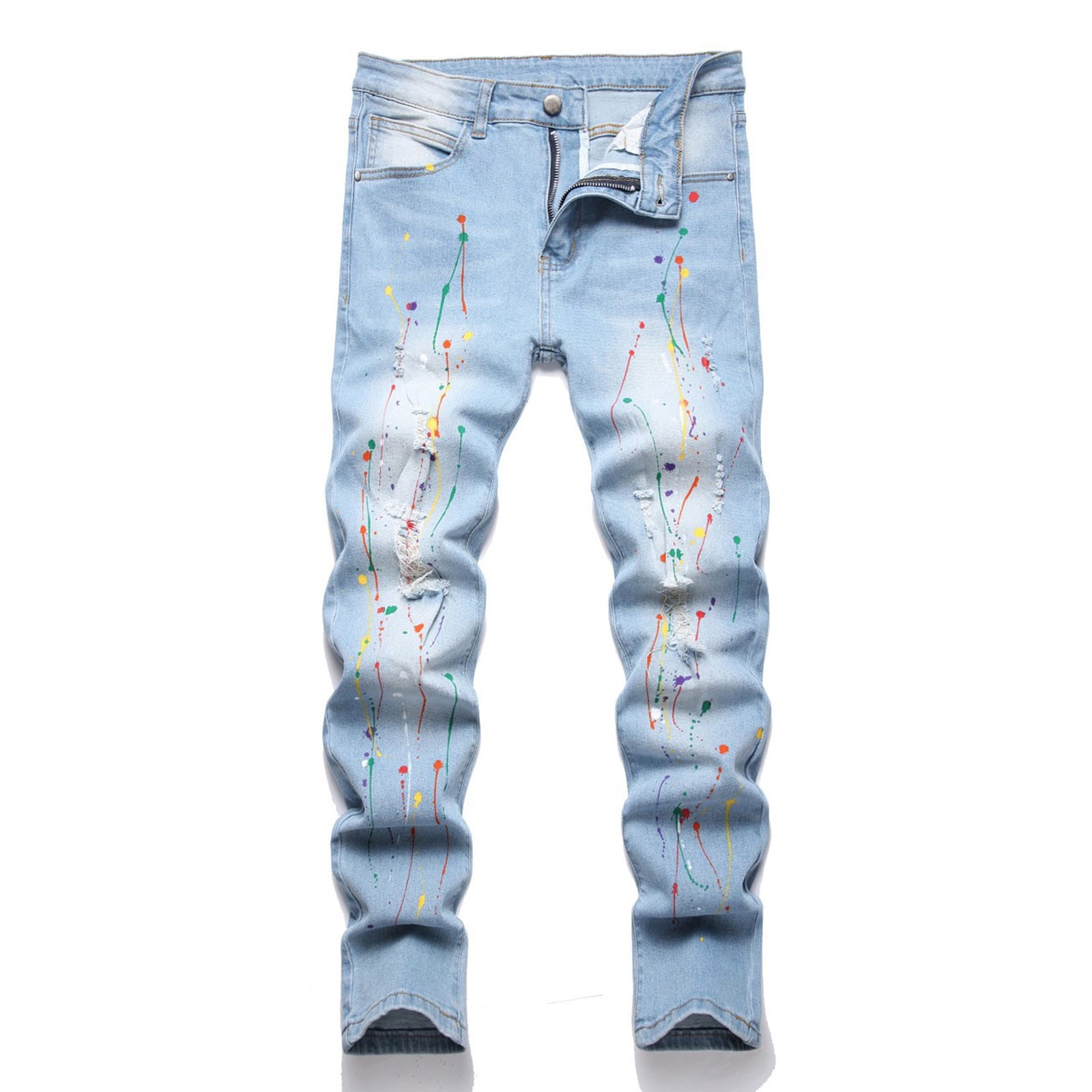 shoper Denim Jeans for Boys Slim Fit Ripped Stretch Distressed Stacked ...