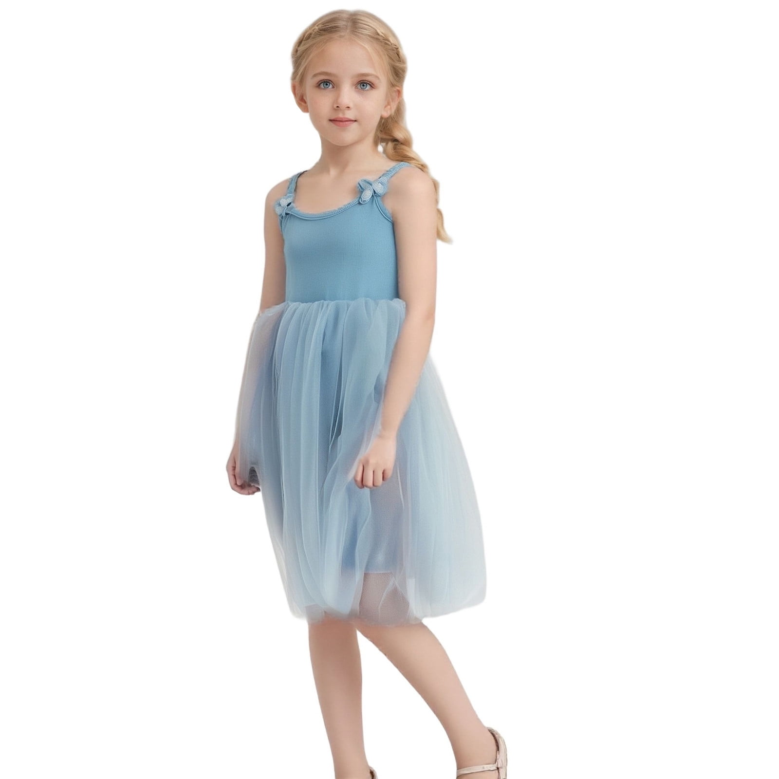 shoper Dresses for Girls 7 Spaghetti Butterfly Mesh Adorable Sundress ...