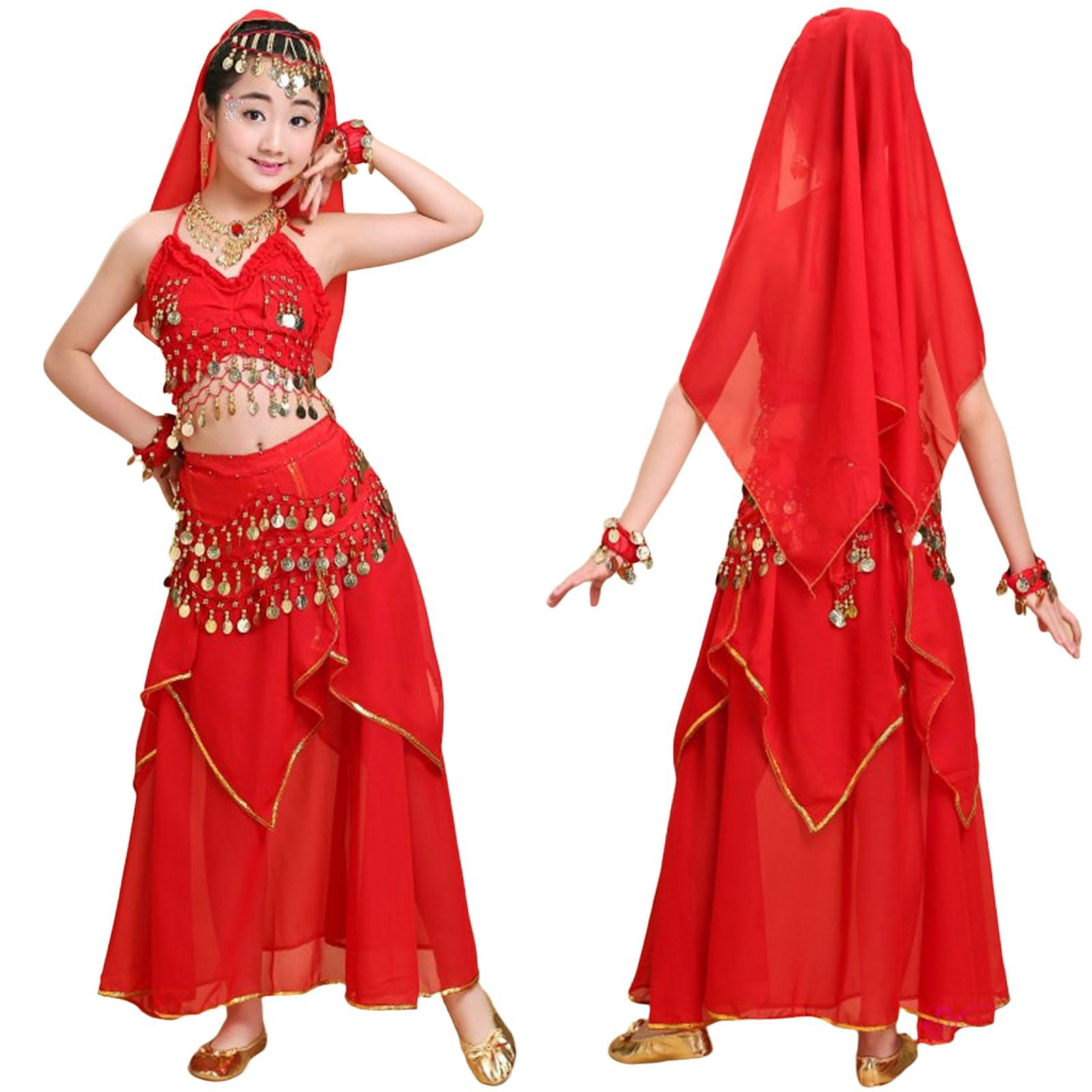 shoper Girls Belly Dance Set Sparkly Kids Dancewear for Stage ...
