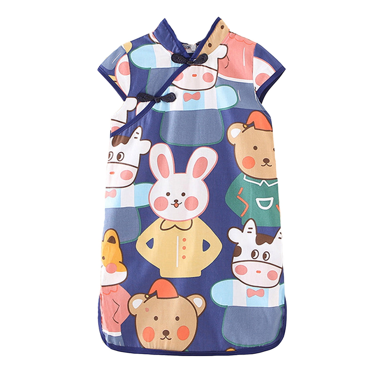 shoper Girls Chinese Cheongsam Dress Animal Print Summer Sleeveless ...