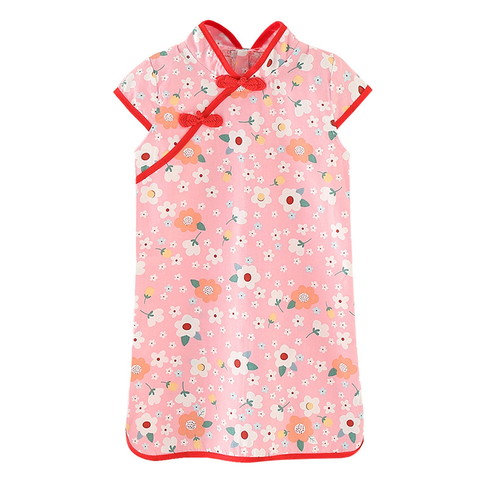 shoper Girls Chinese Cheongsam Dress Floral Print Summer Sleeveless ...