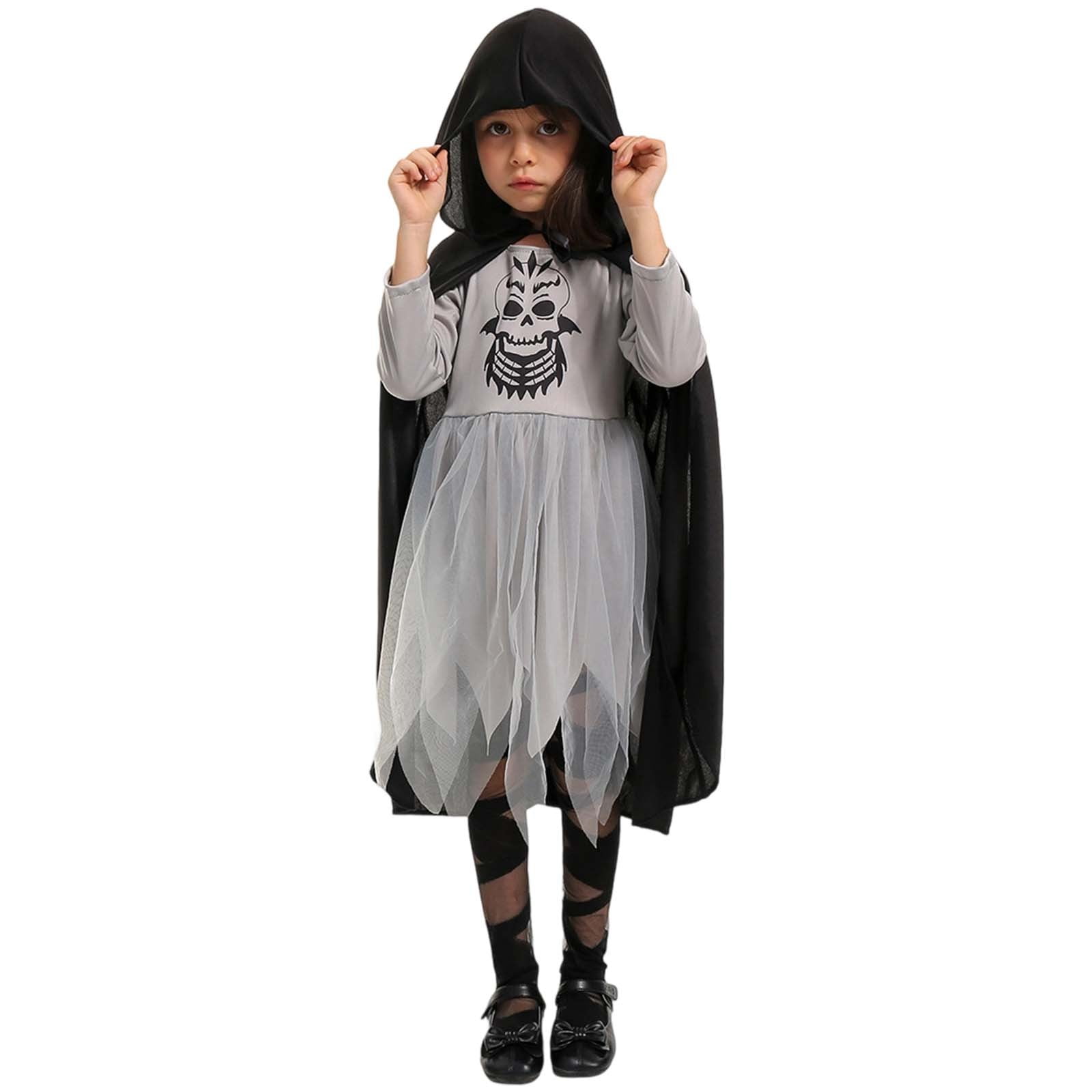 shoper Girls Halloween Grim Dress Outfit for Kids for Parties and Role Play Activities Ideal for ...
