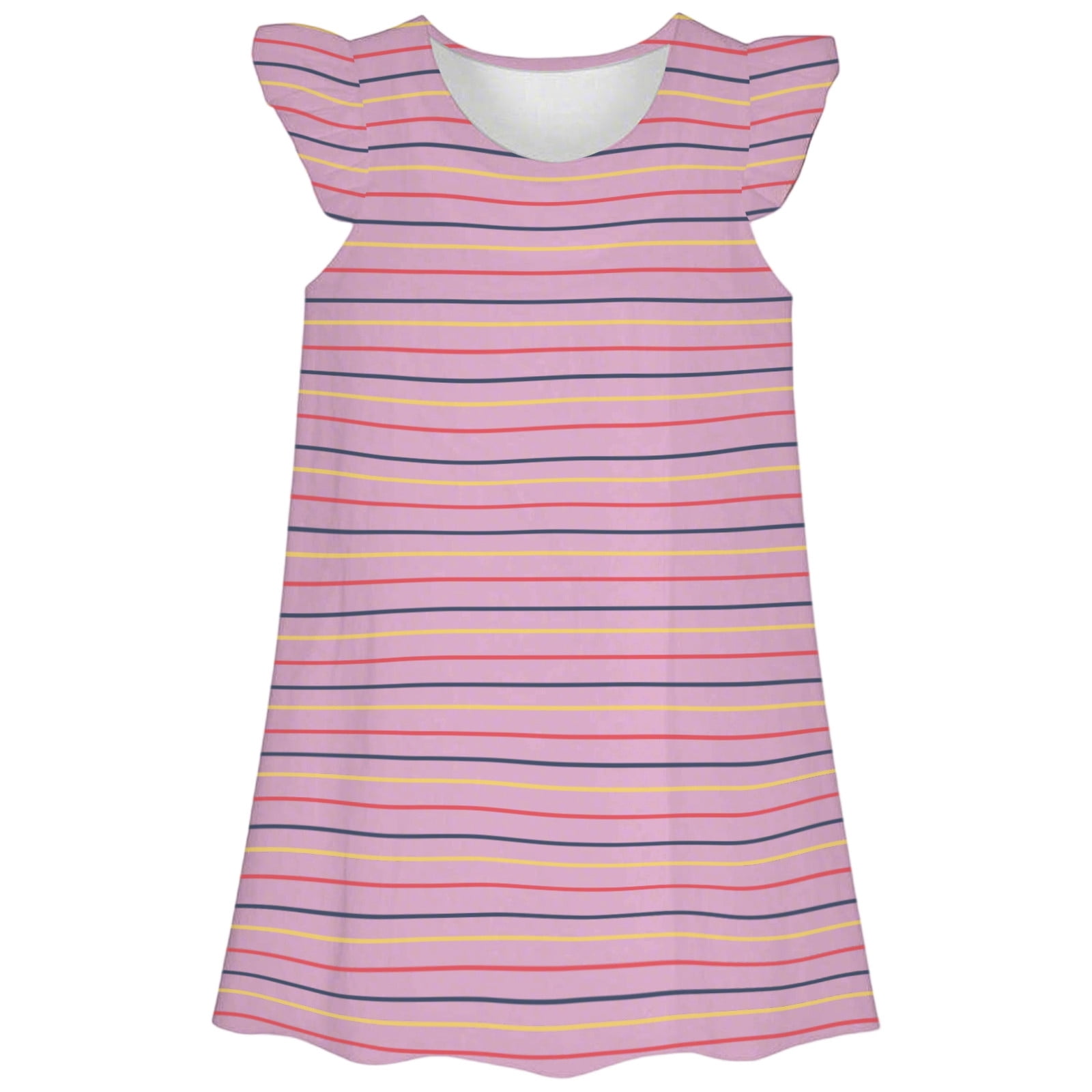 shoper Girls Nightgowns Size 5 Round Neck Cute Print Ruffled Sleeve ...