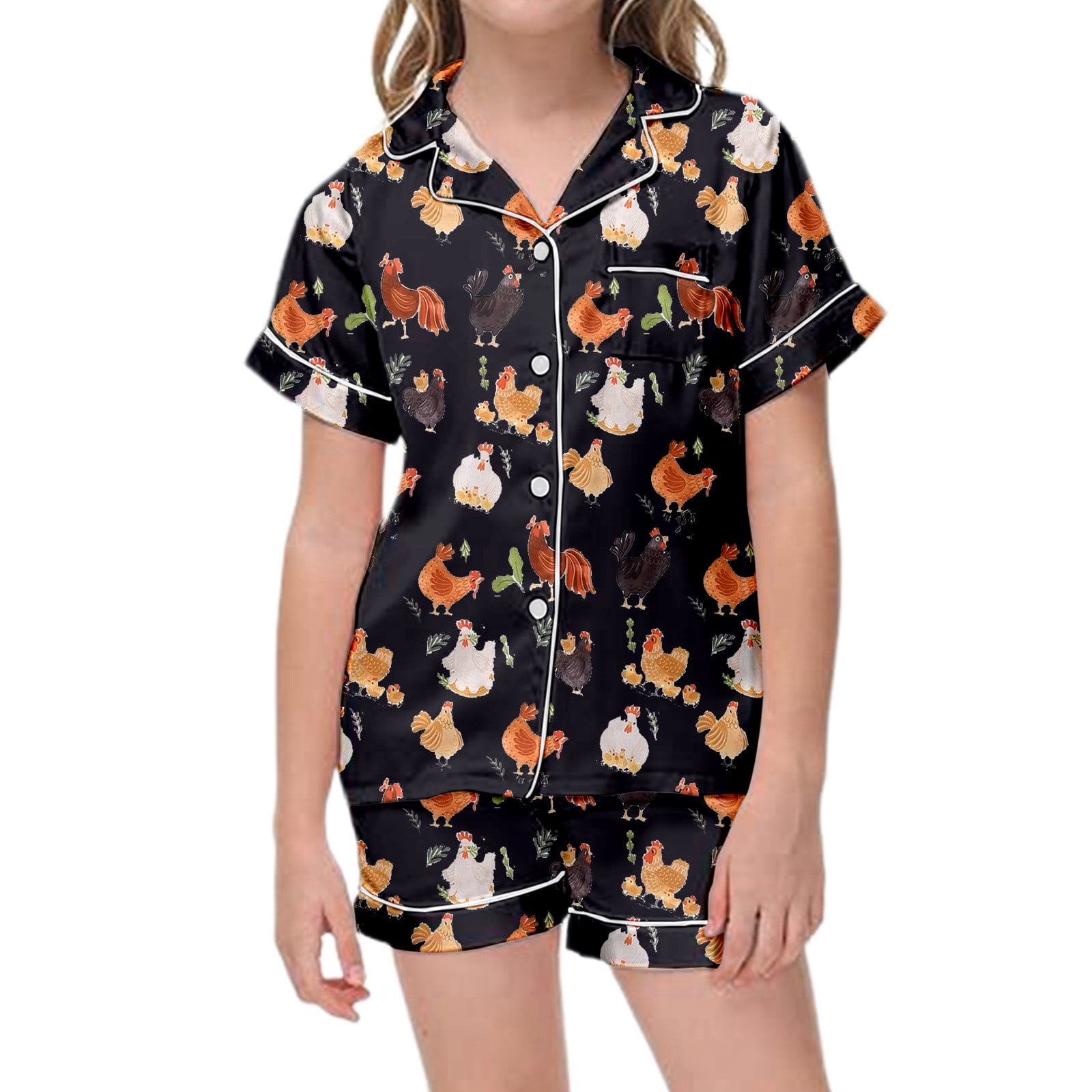 shoper Girls Pajamas Set Button-Down Top with Shorts 2 Piece Soft ...