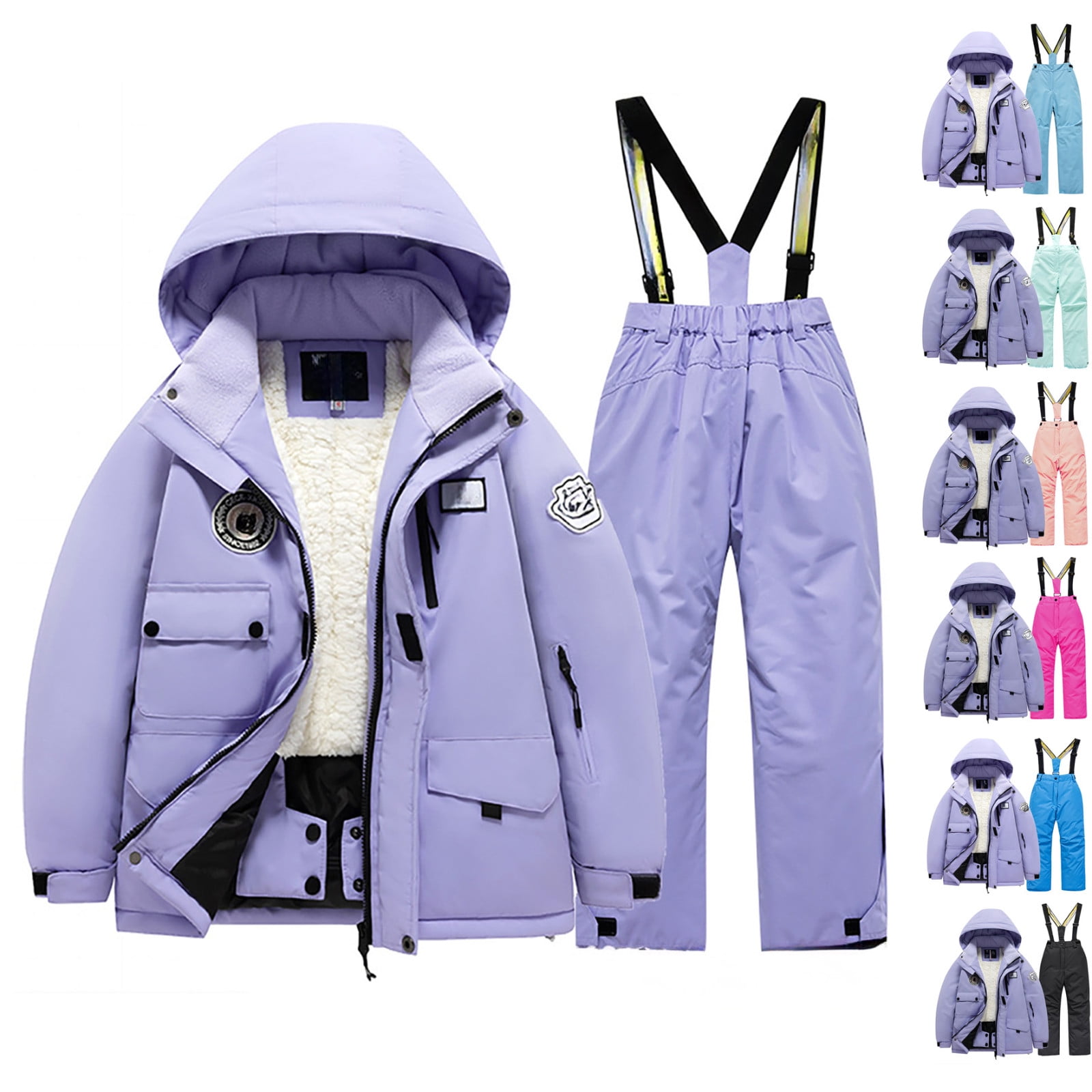 shoper Girls Snow Suit Winter Coat and Snow Pants Set Windproof Ski ...