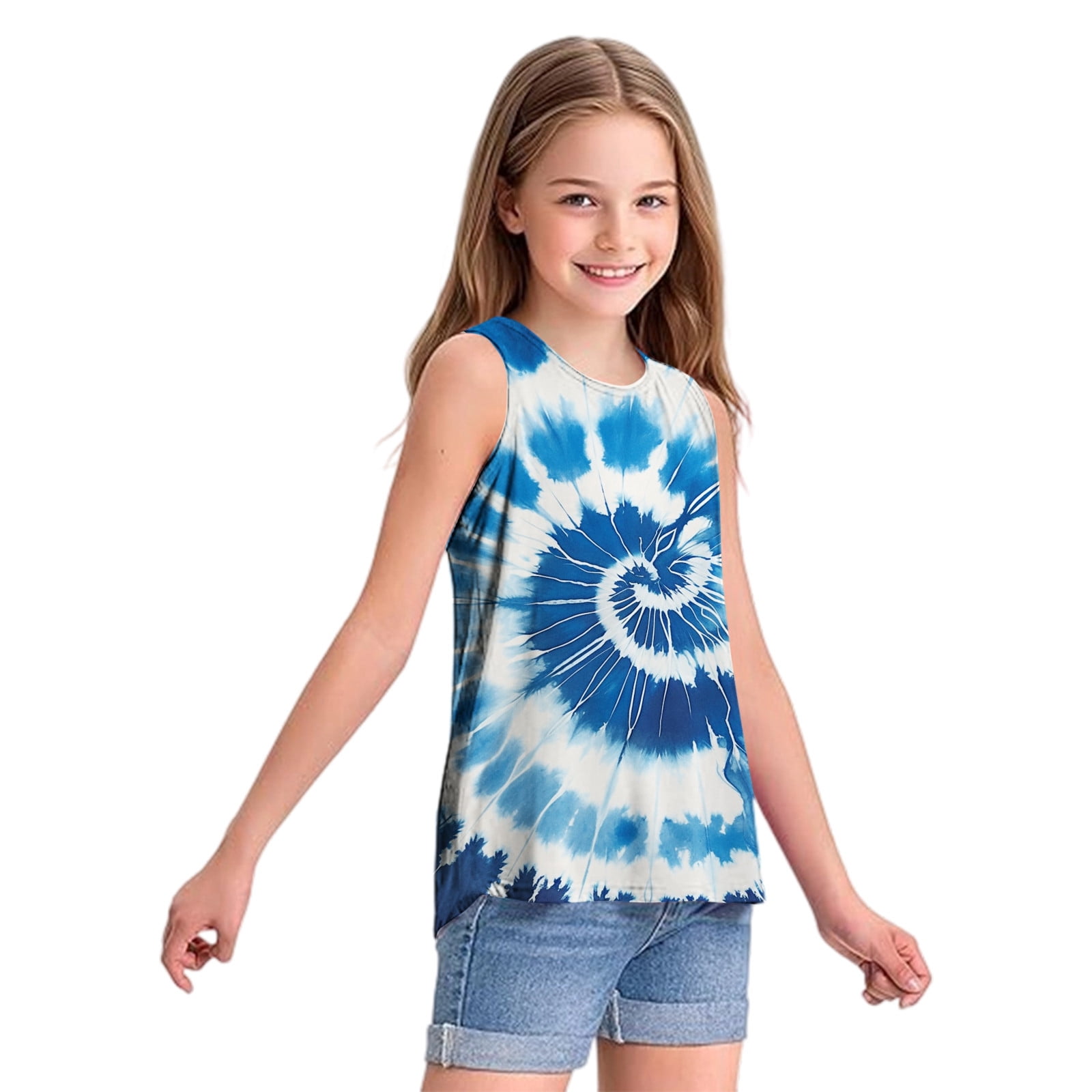 shoper Girls Tie Dye Tank Top Beach Tank Tops Sleeveless Summer Shirt ...