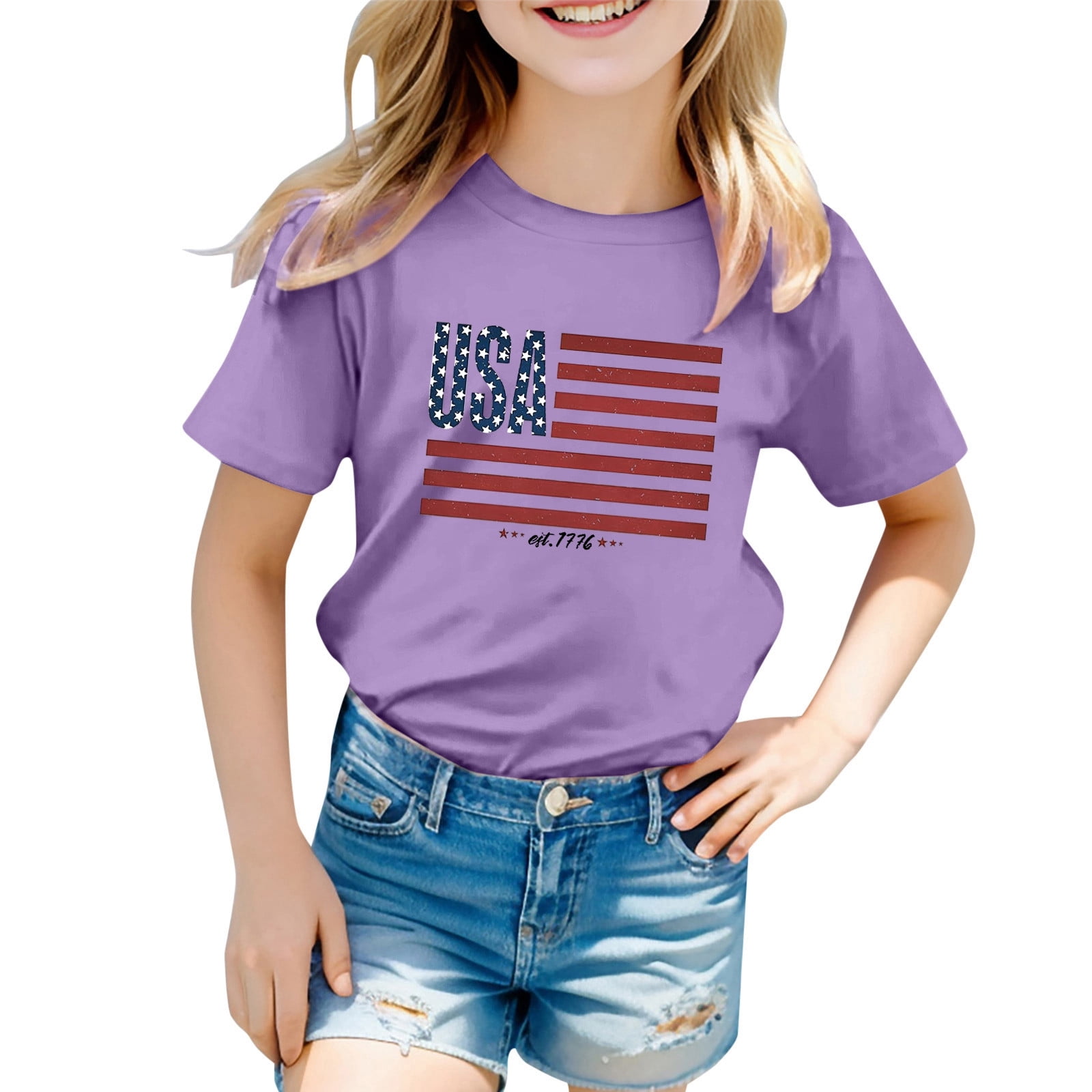 shoper Toddler Shirts Girls 5t Short Sleeve Independence Day 4th of ...