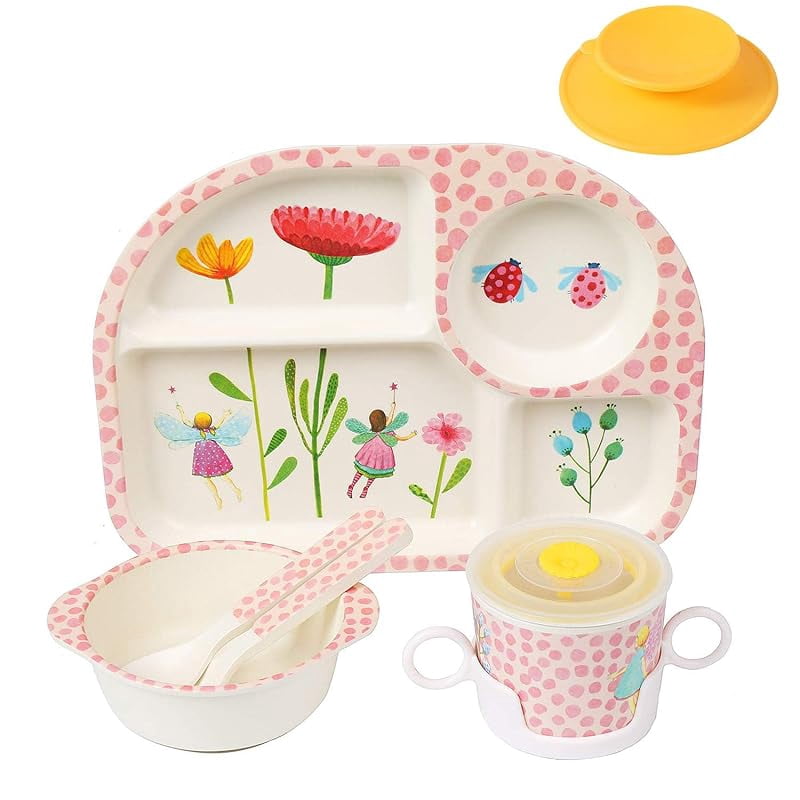 shopwithgreen 7Pcs/Set Bamboo Kids Dinnerware Set - Children Dishes ...