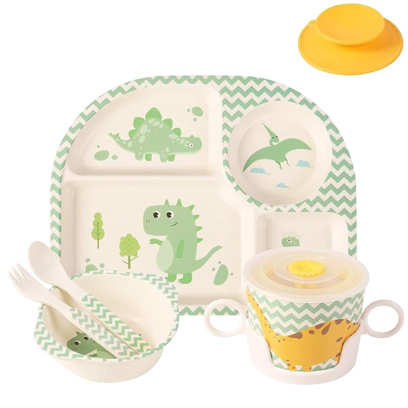shopwithgreen 7Pcs/Set Bamboo Kids Dinnerware Set - Children Dishes ...