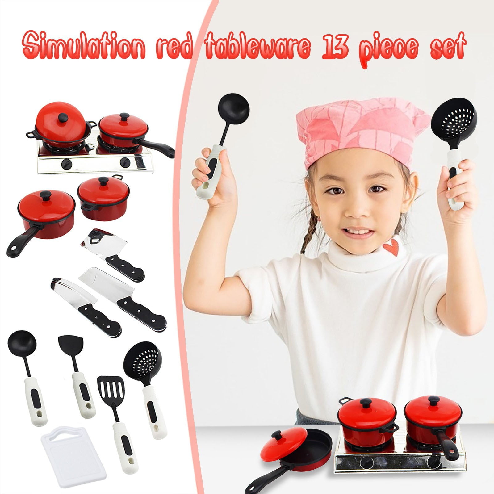 as show Kids Kitchen Toy Set Cookware With Play Food 13Pcs Pretend Play ...