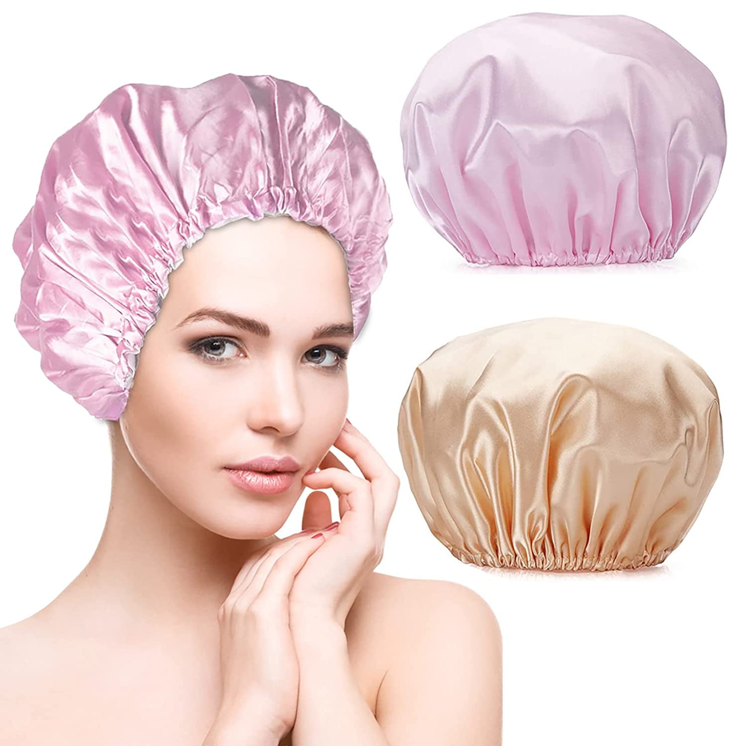 shower caps for women reusable waterproof 2 Pack large shower cap,EVA ...