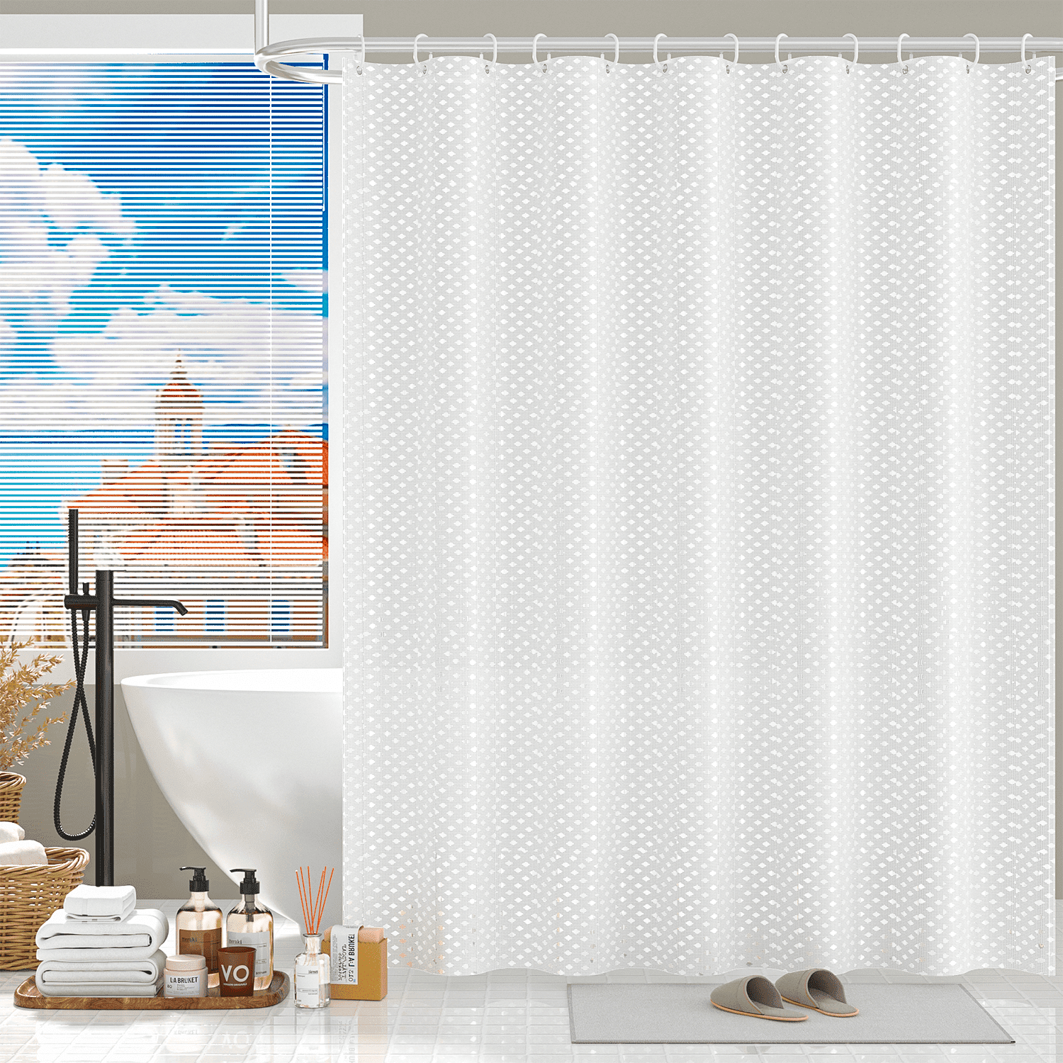 Bath Shower Curtain - 72 x 96 Polyester Heavy Duty Shower Curtain with ...