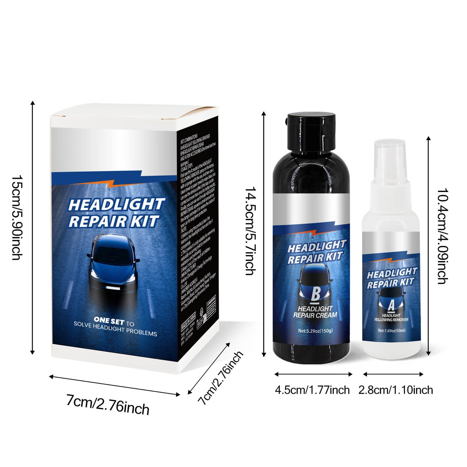 As shown Car Headlight Restoration Kit Cleaner Polish Compound With ...