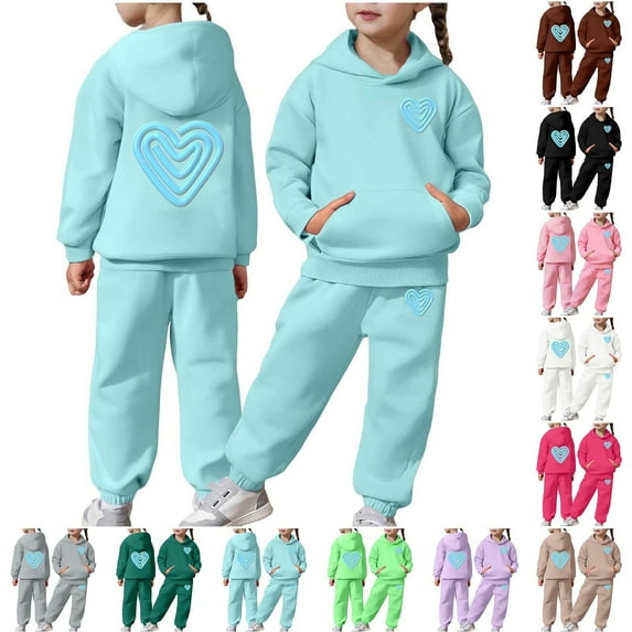 shqvo Big Girls Boys 2 Piece Outfit Heart/Letter/Bow Print Pullover ...