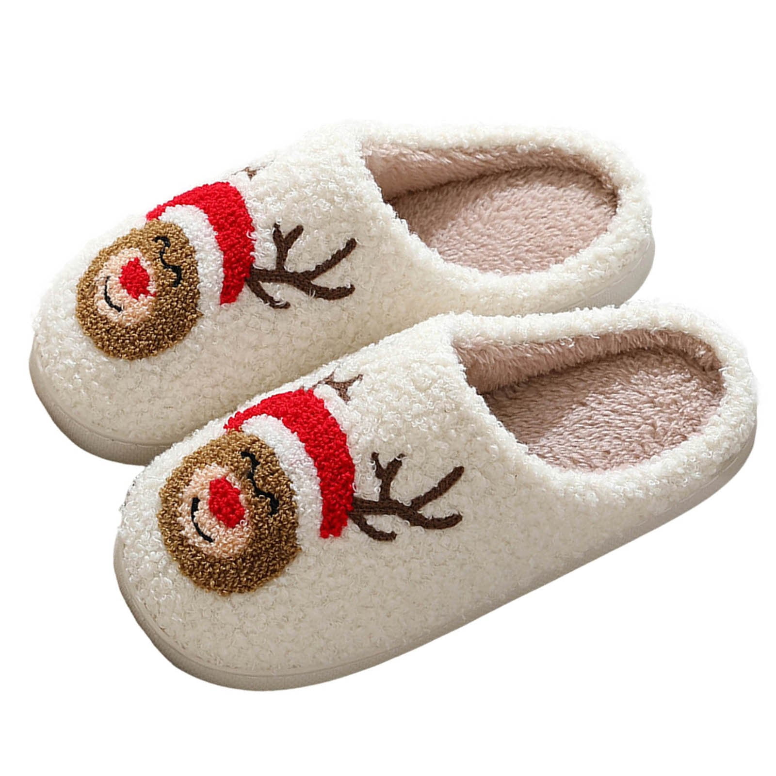 shqvo Christmas Slippers for Women Green Non- Plush Santa Reindeer Cute ...