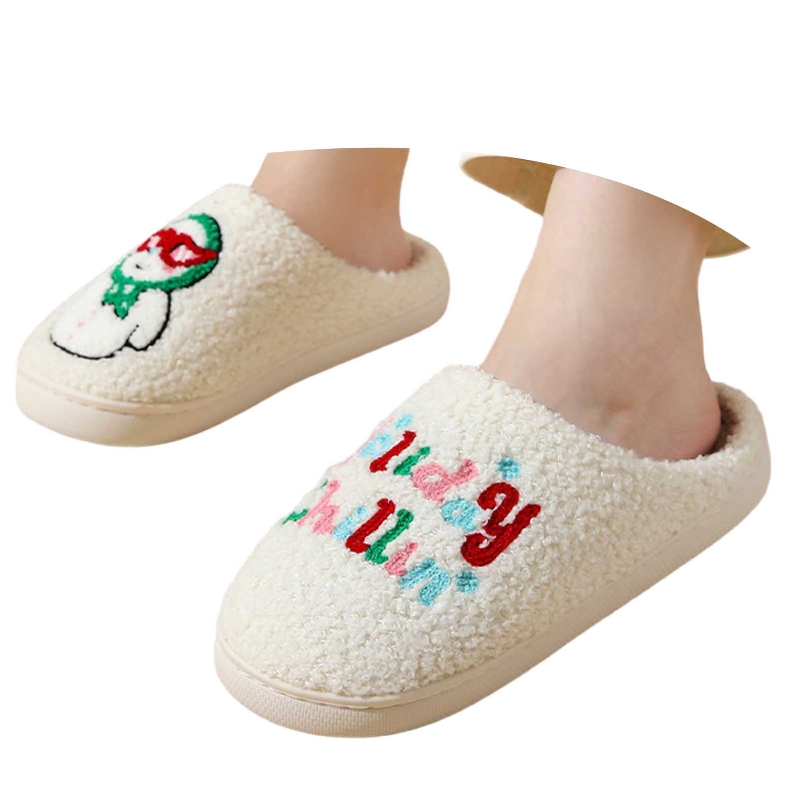 shqvo Funny Christmas Slippers for Men Slip-On Santa Reindeer Cute ...