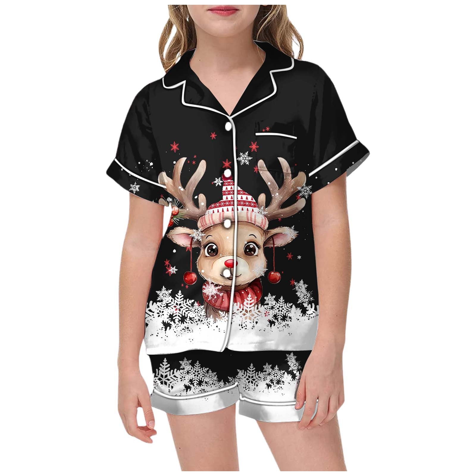 shqvo Junior Pajamas Sets for Teen Girls Short Sleeve Button-Down ...